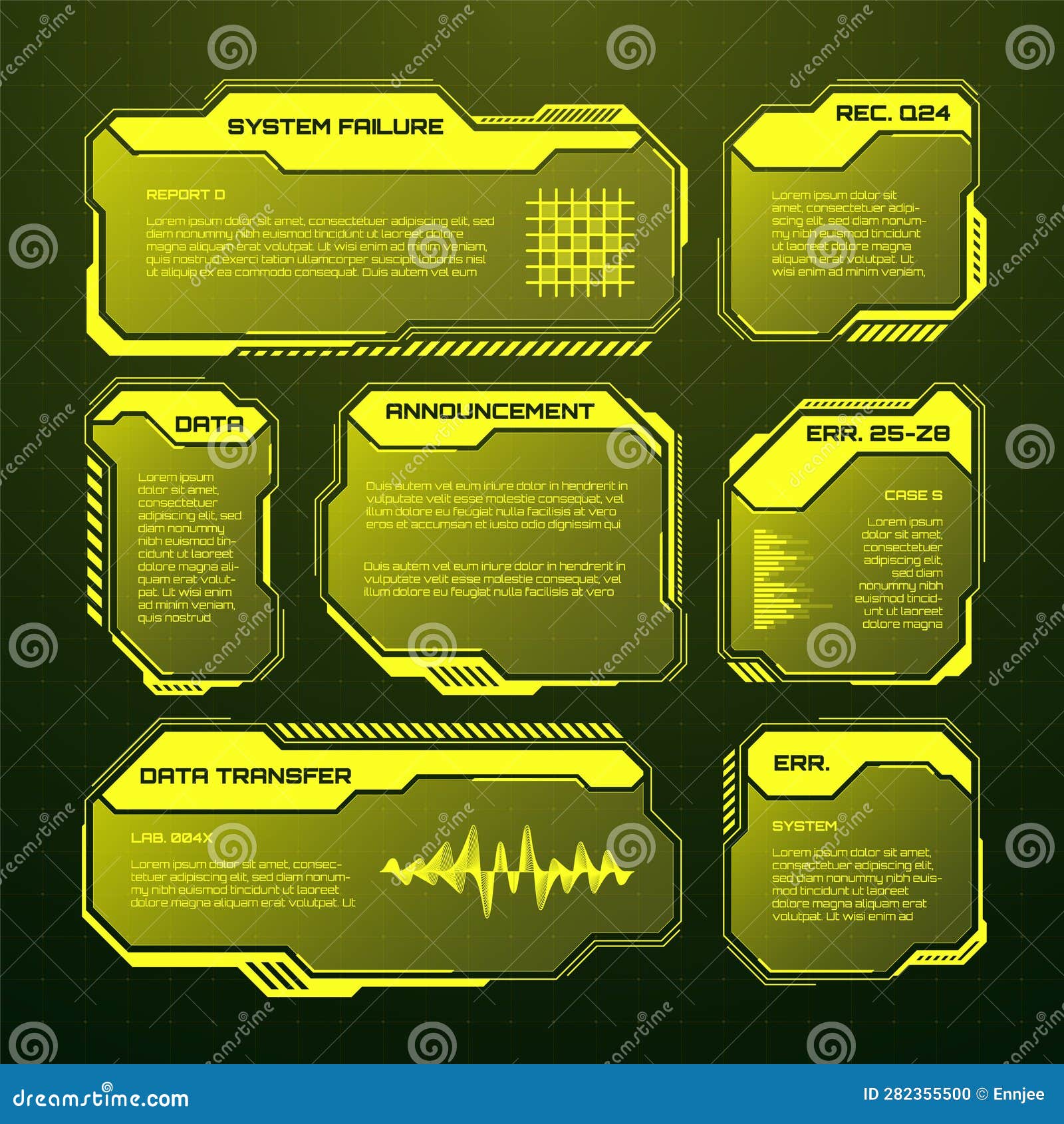 Yellow Futuristic HUD, UI Elements. Sci-fi User Interface Text Boxes ...