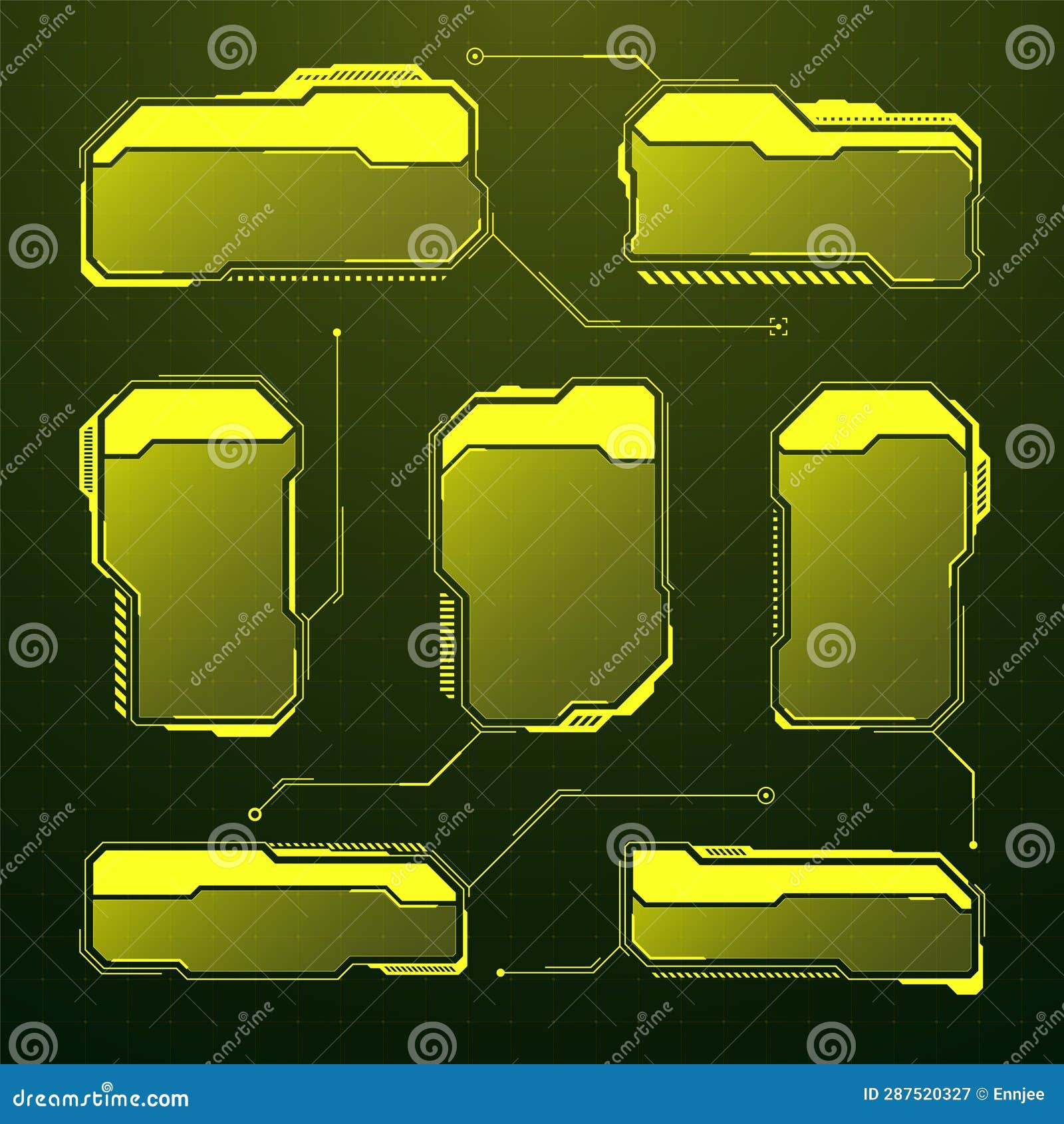 Yellow Futuristic HUD, UI Elements. Sci-fi User Interface Text Boxes ...