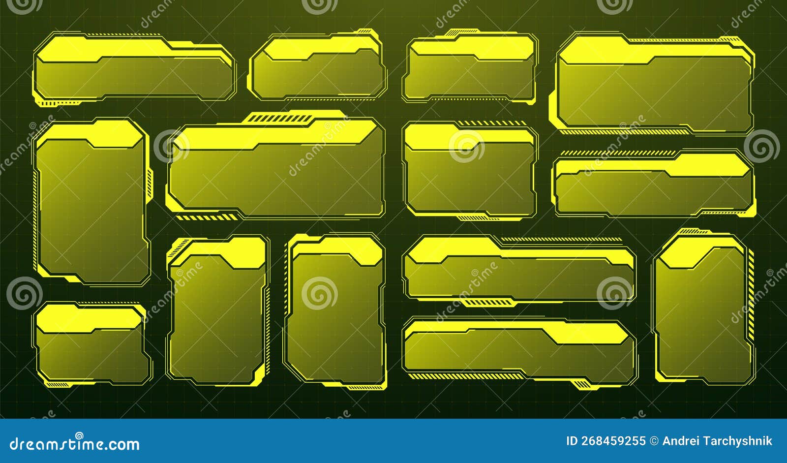 Yellow Futuristic HUD, UI Elements. Sci-fi User Interface Text Boxes ...