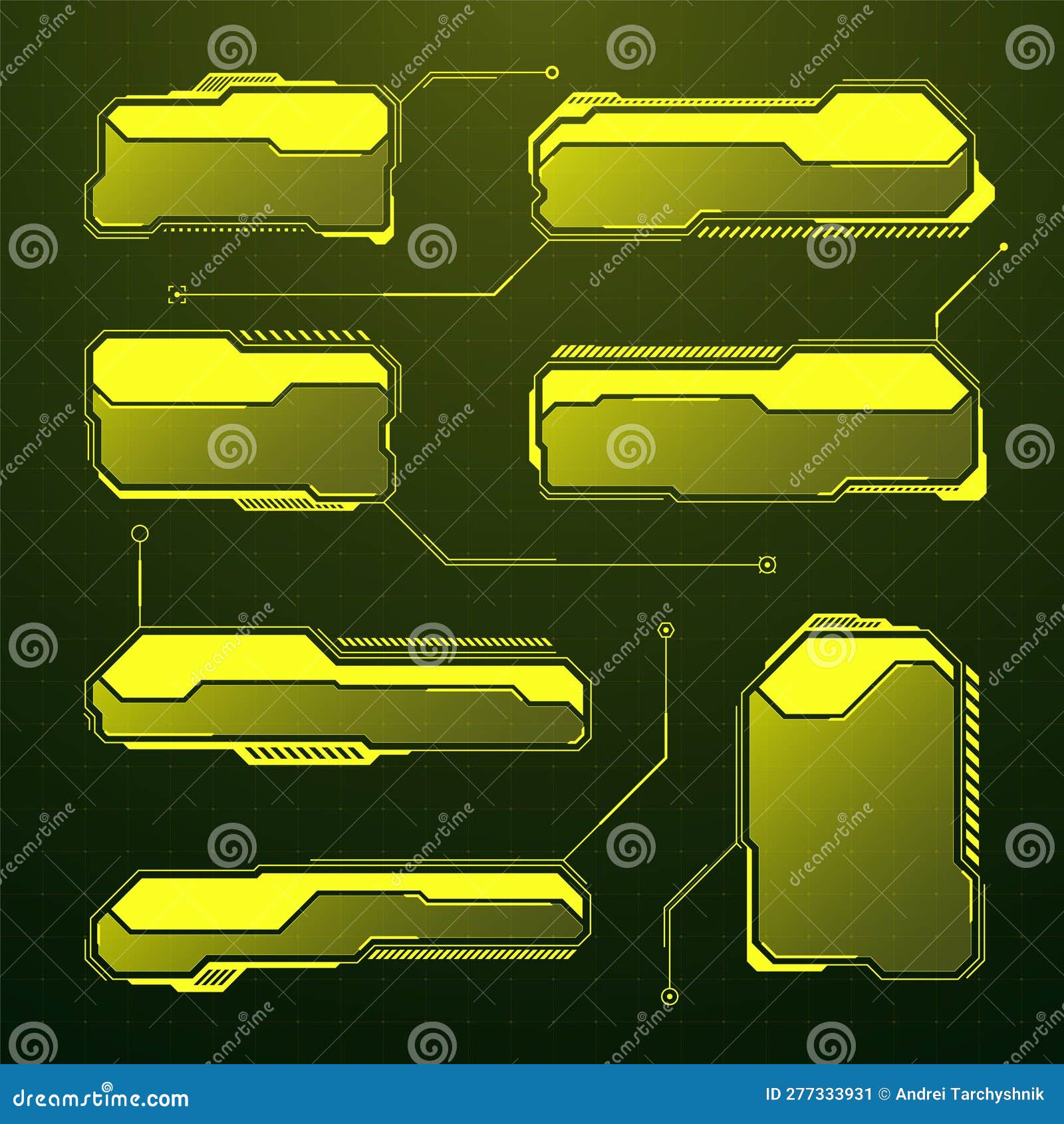 Yellow Futuristic HUD, UI Elements. Sci-fi User Interface Text Boxes ...