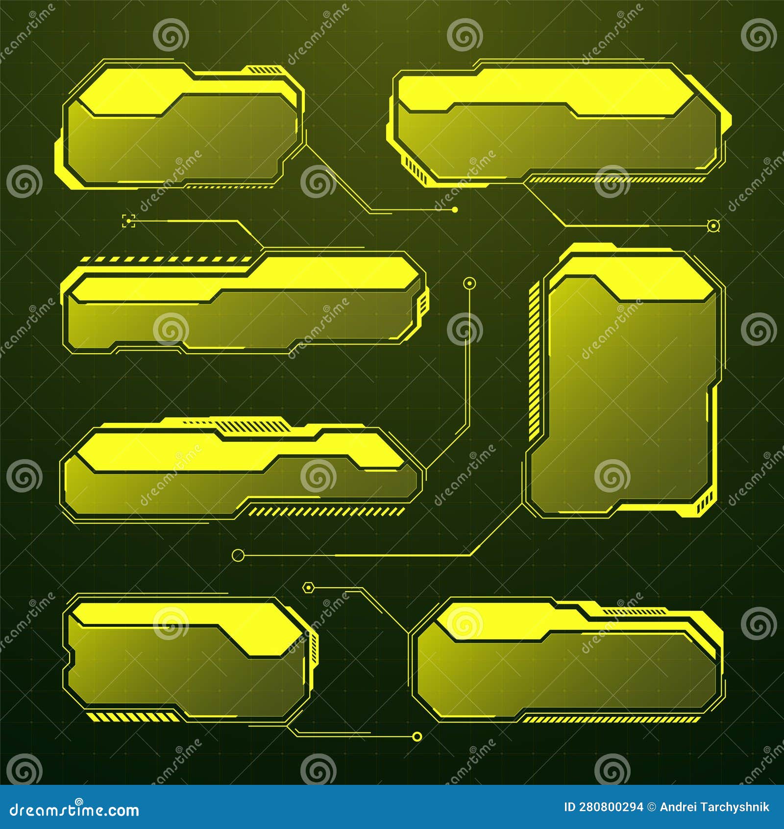 Yellow Futuristic HUD, UI Elements. Sci-fi User Interface Text Boxes ...