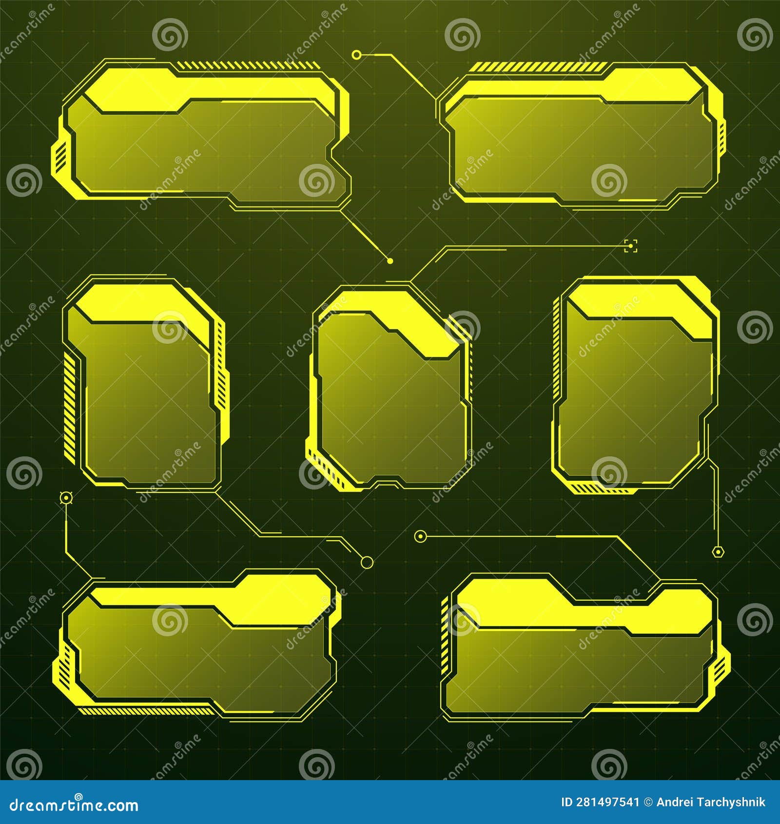 Yellow Futuristic HUD, UI Elements. Sci-fi User Interface Text Boxes ...