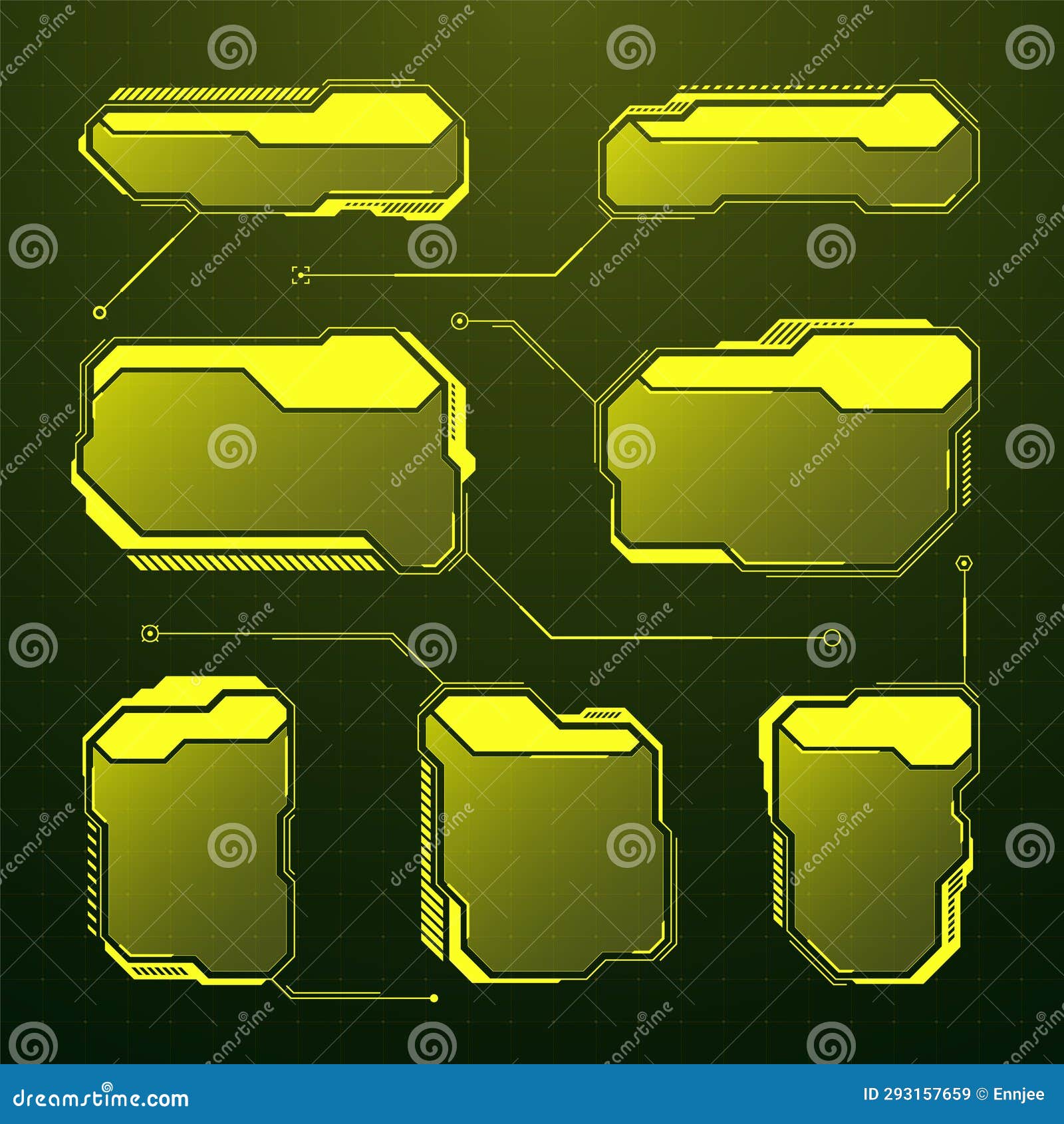 Yellow Futuristic HUD, UI Elements. Sci-fi User Interface Text Boxes ...