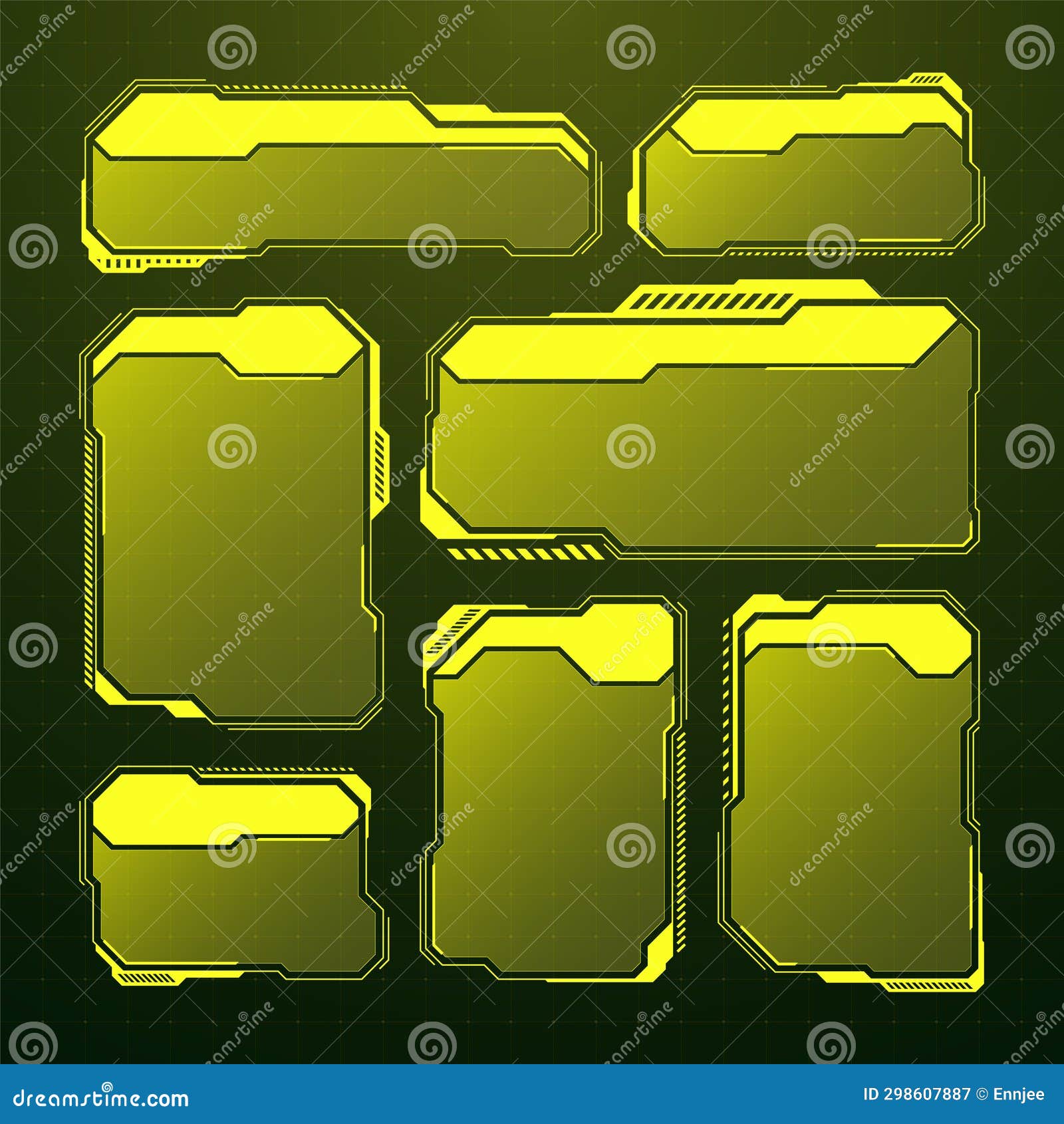 Yellow Futuristic HUD, UI Elements. Sci-fi User Interface Text Boxes ...