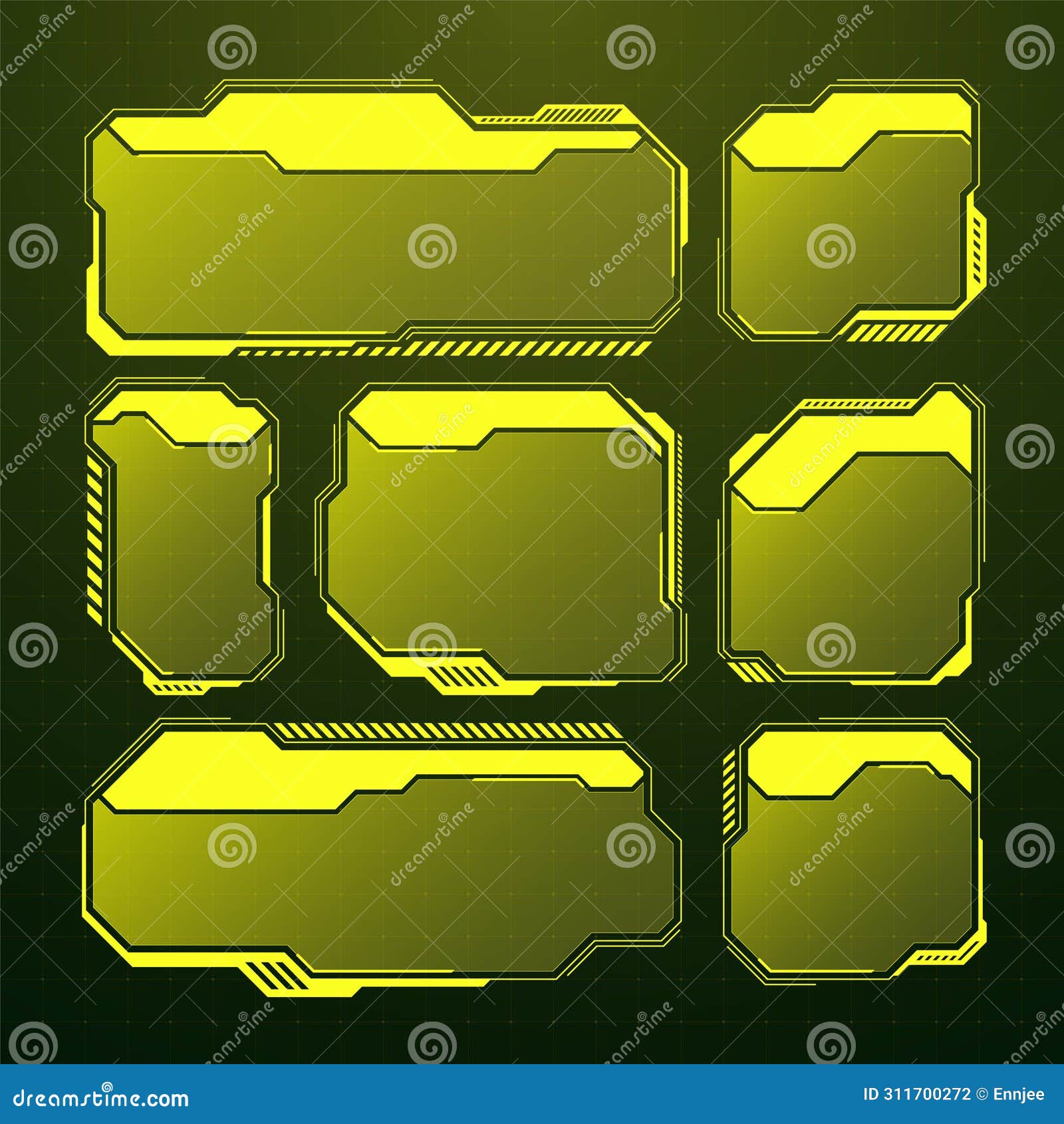 Yellow Futuristic HUD, UI Elements. Sci-fi User Interface Text Boxes, Callouts Stock Vector ...