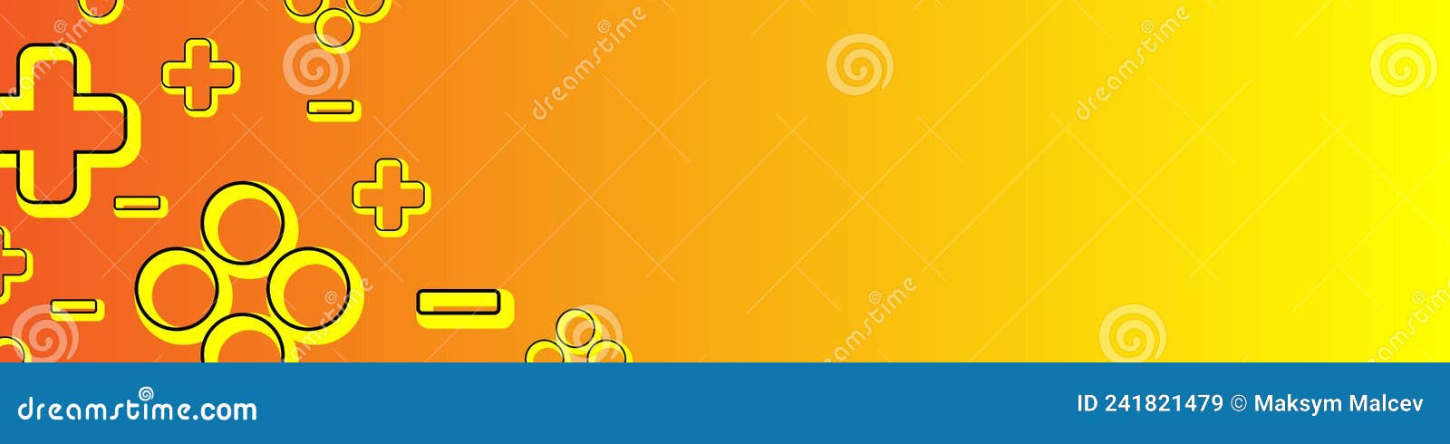 Yellow Game Background with Gamepad Buttons. Horizontal Banner or ...