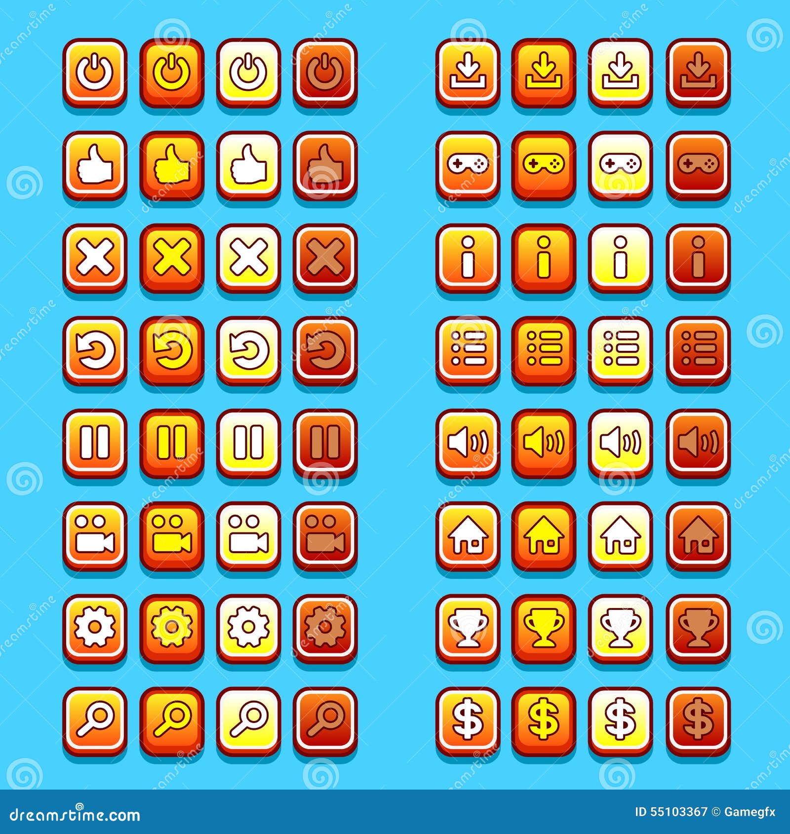 Yellow Game Icons Buttons Icons, Interface, Ui Cartoon Vector ... Yellow Game Icons Buttons Icons, Interface, Ui Cartoon Vector ...