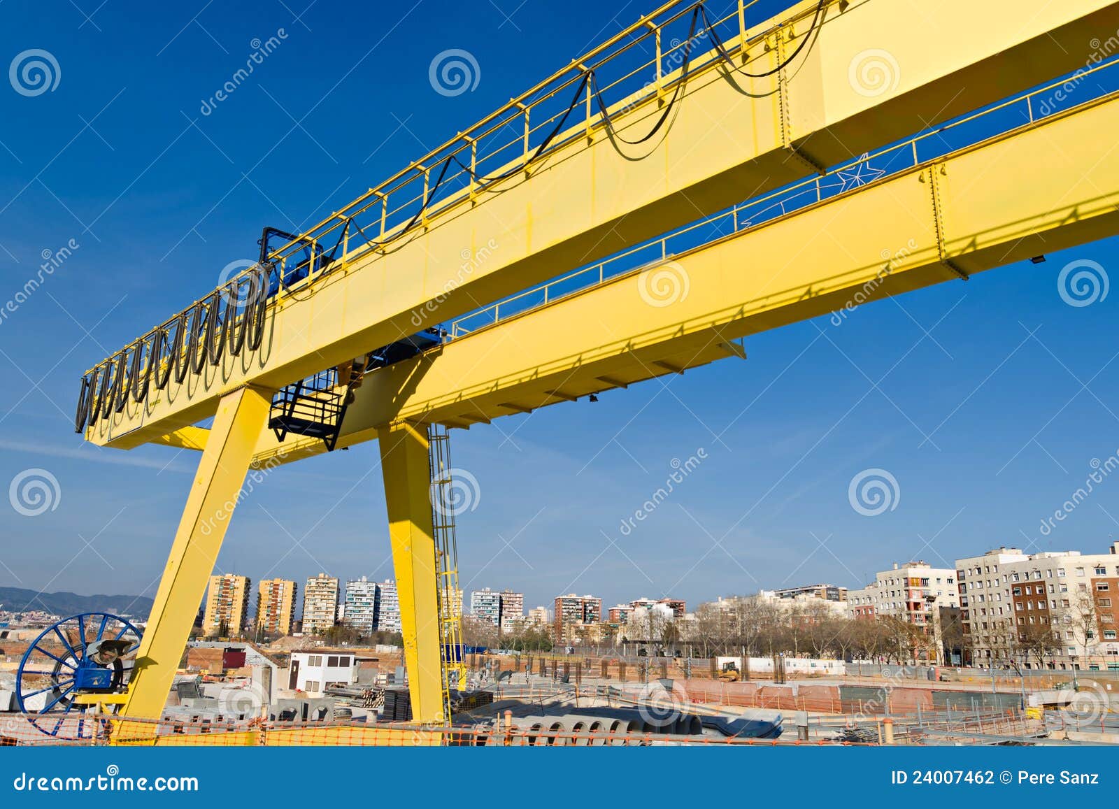 Yellow Gantry Crane stock photo. Image of construction - 24007462