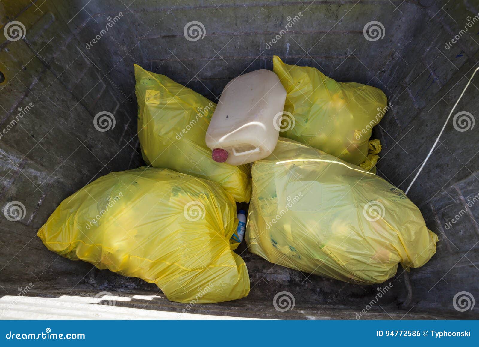 Yellow garbage bags stock photo. Image of recycling, environment - 94772586