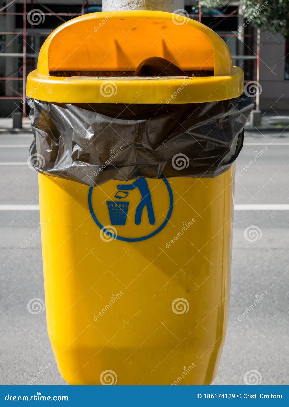 Yellow Garbage Bin in Bucharest Stock Image - Image of concept ...