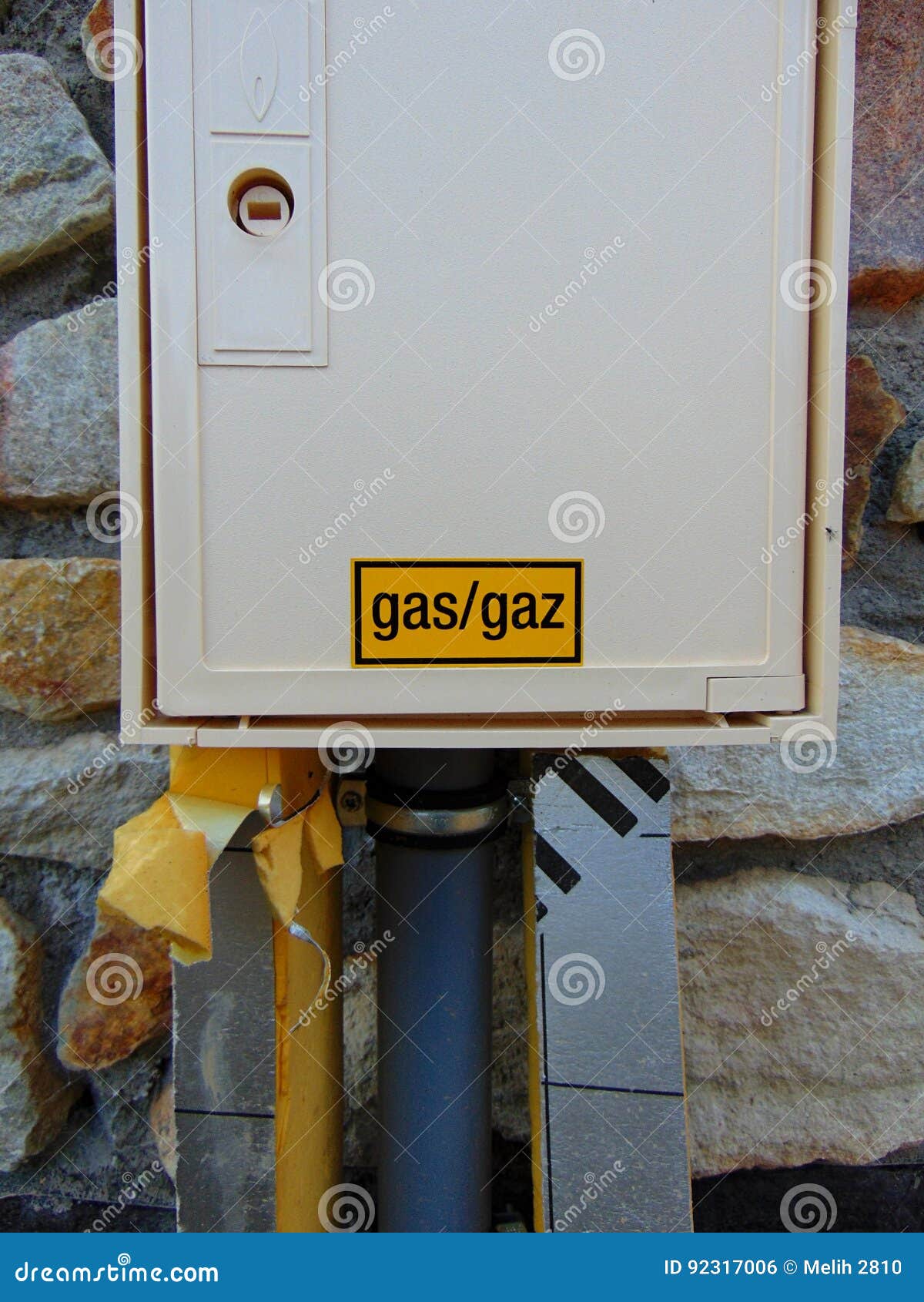 Yellow Gas Sign on White Box Stock Photo - Image of fitting, sign: 92317006