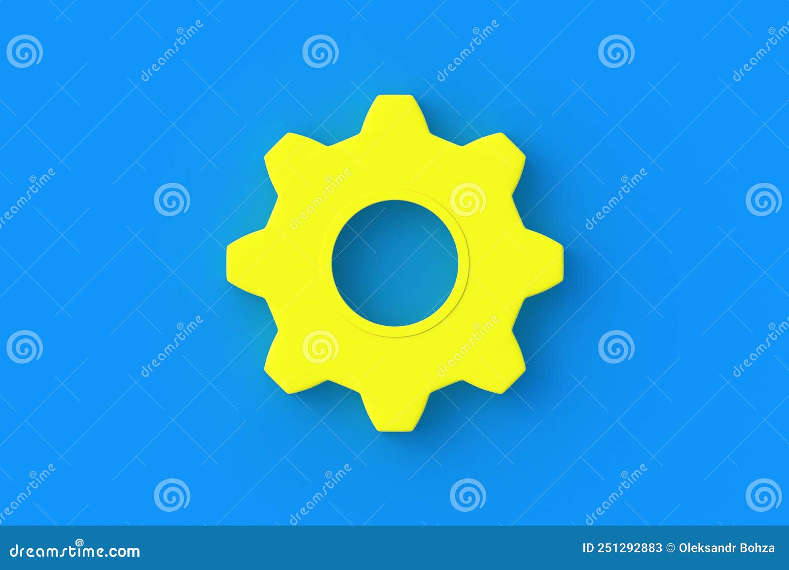 Yellow Gear on Blue Background Stock Illustration - Illustration of ...