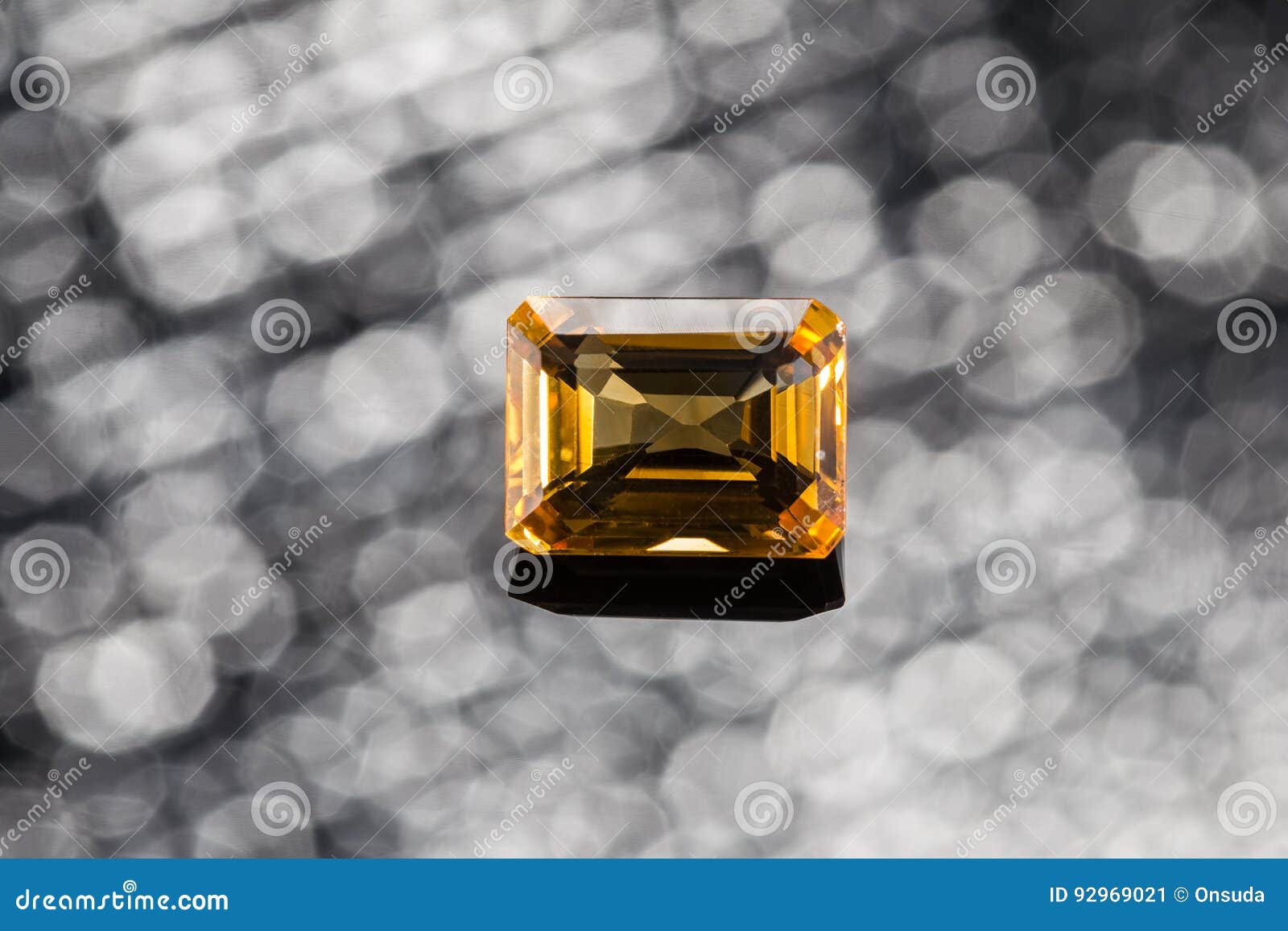 Yellow Gems On Shiny Background Stock Image - Image of crystal, black ...