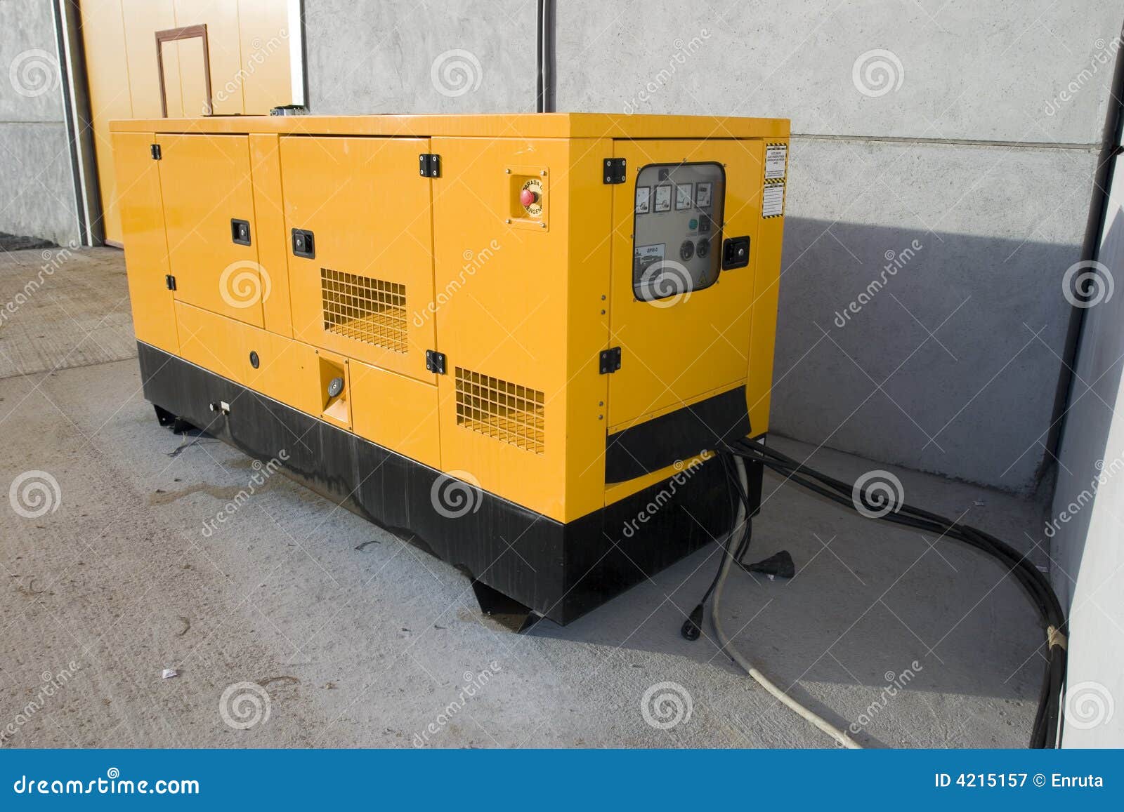 Yellow generator stock image. Image of temporary, door - 4215157
