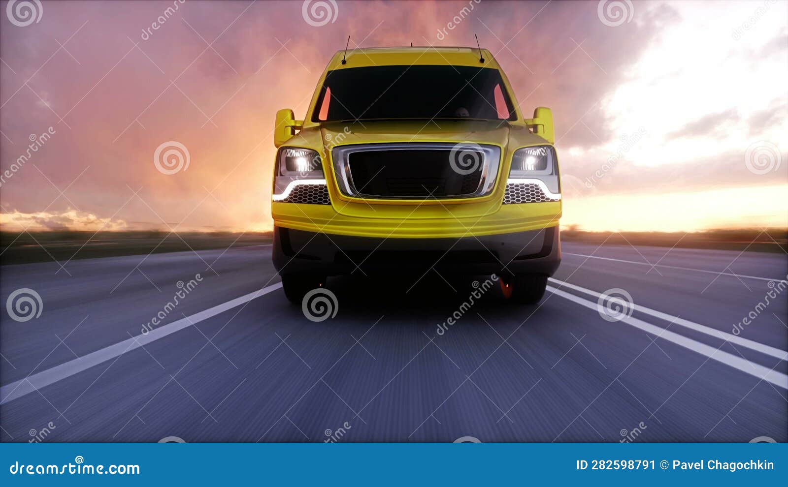Yellow Generic Delivery Van on Highway. Very Fast Driving. Stock Video ...