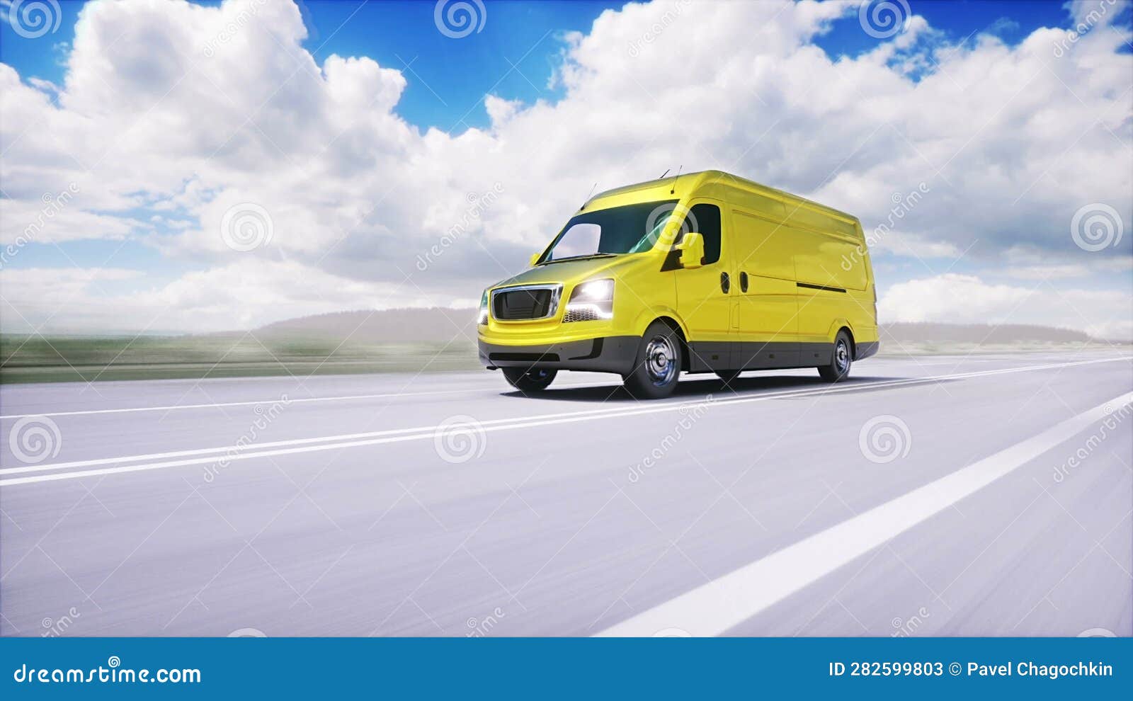 Yellow Generic Delivery Van on Highway. Very Fast Driving. Stock Video ...