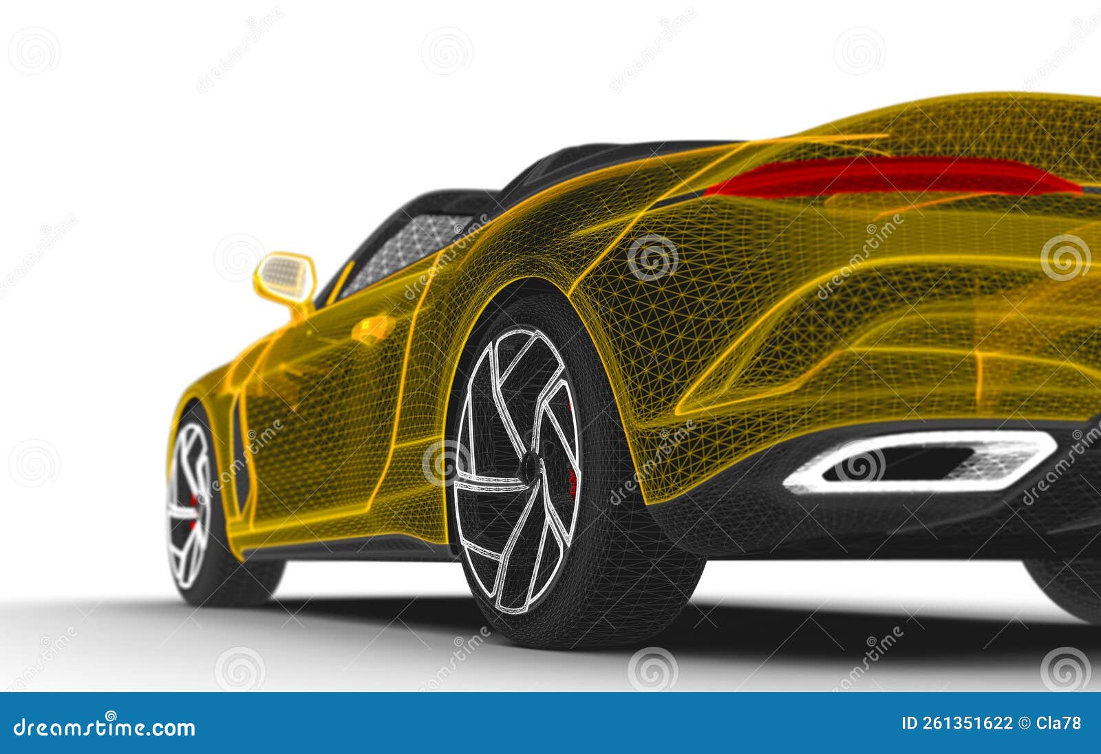Yellow Generic Unbranded Modern Wireframe Car on a White Background ...