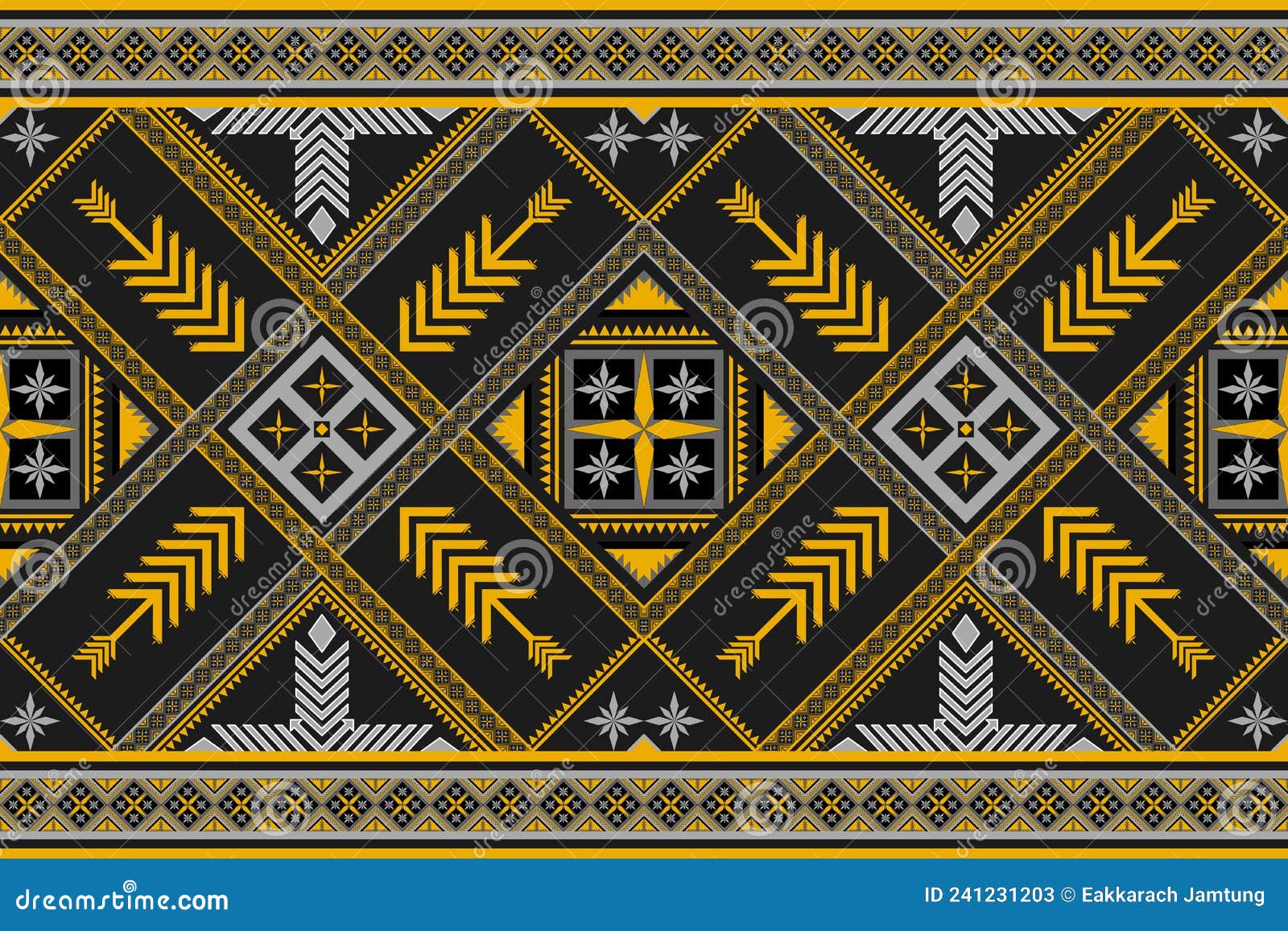 Geometric Pattern Border Illustration on Black Background Stock ...