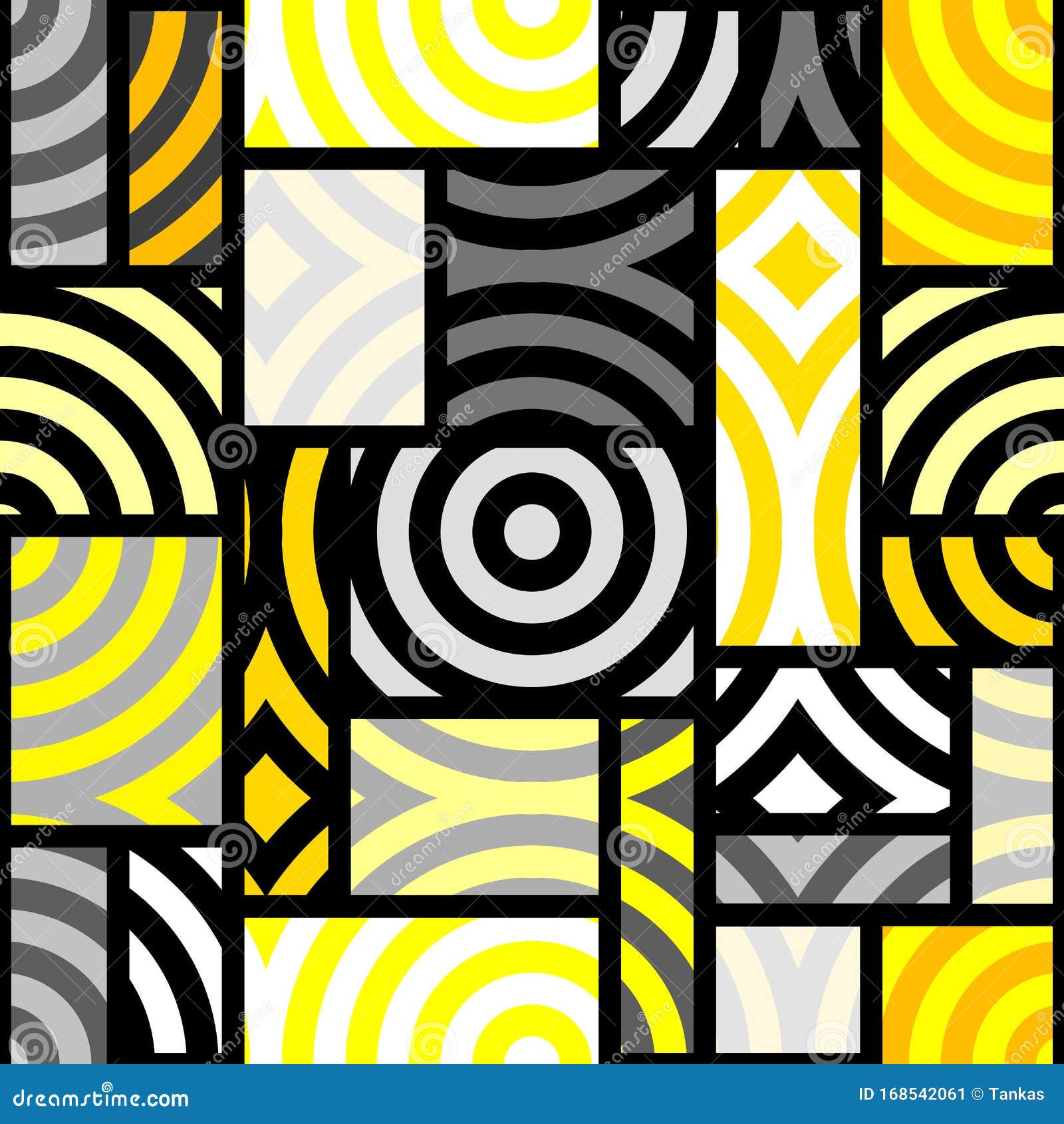 Yellow Geometric Pattern in a Patchwork Collage Style. Stock Vector ...