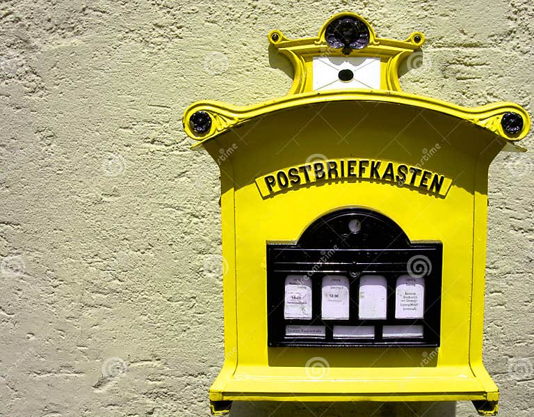 Yellow German mail box stock image. Image of unique, mounted - 5466477