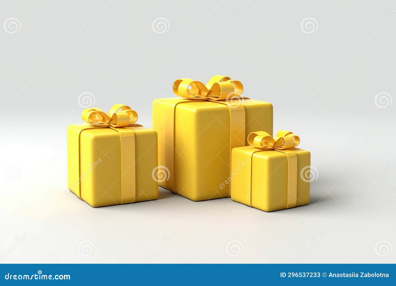 Yellow Gift Boxes Set on White Background, 3D. Generative AI Stock ...