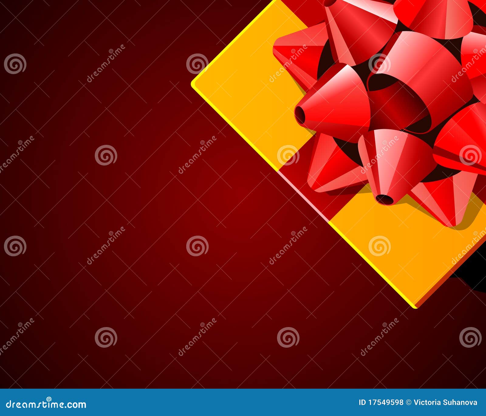Yellow Gift with Red Bow Top View Stock Vector - Illustration of card ...