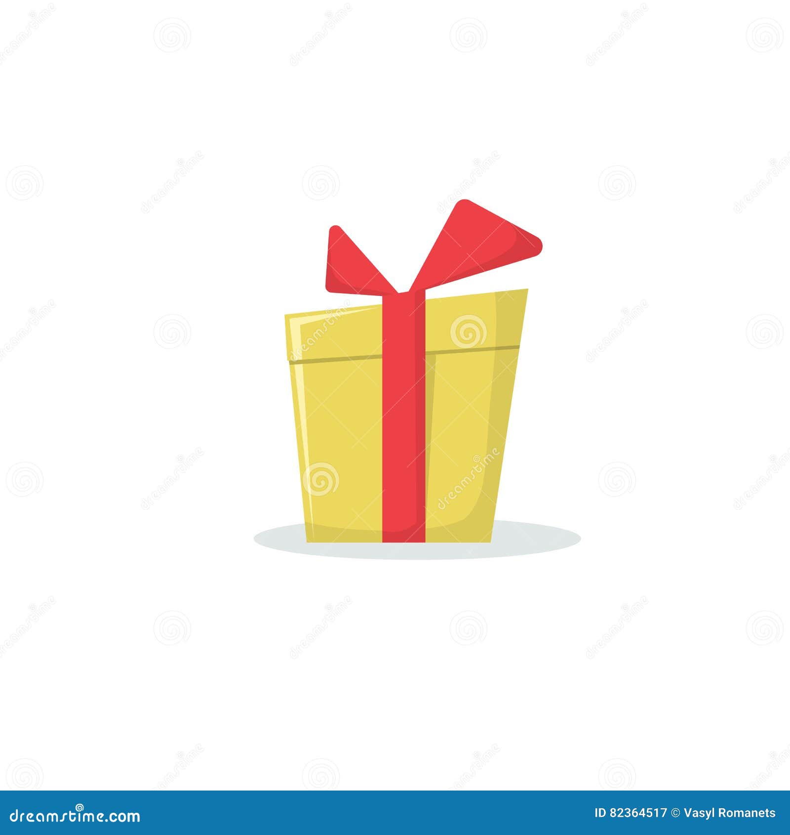 Yellow Gift with Red Ribbon. Flat Vector Illustration. Stock ...