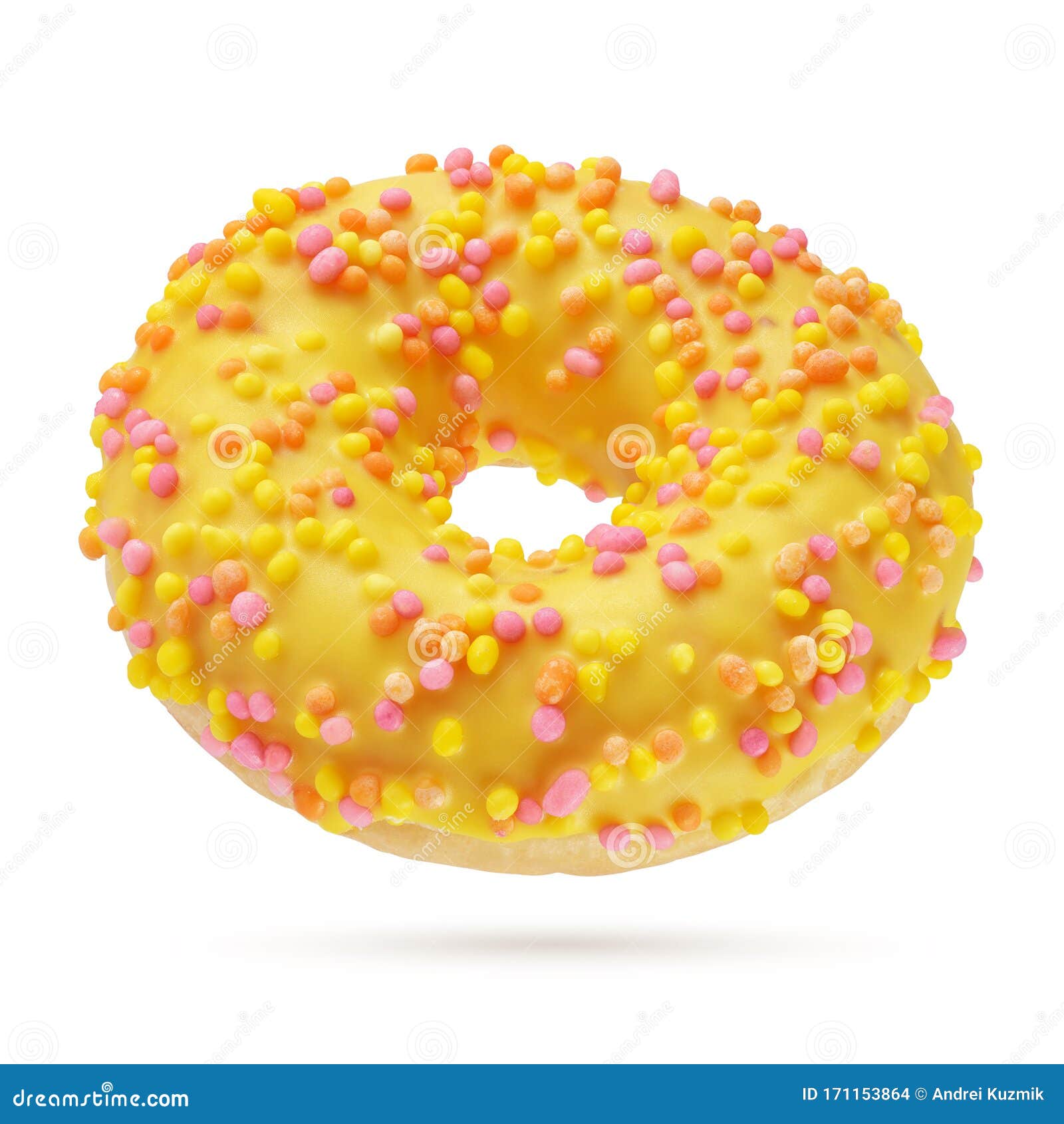 Yellow Glazed Donut Isolated On White Background Stock Photo ...
