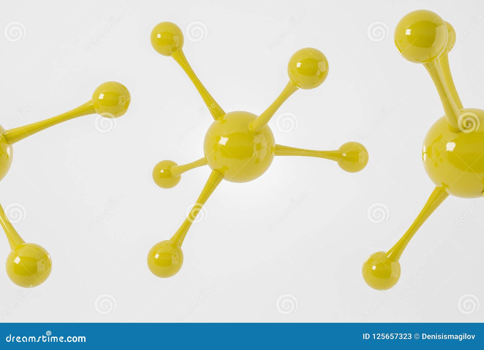 Yellow Glossy Molecules Over White Background Stock Illustration ...