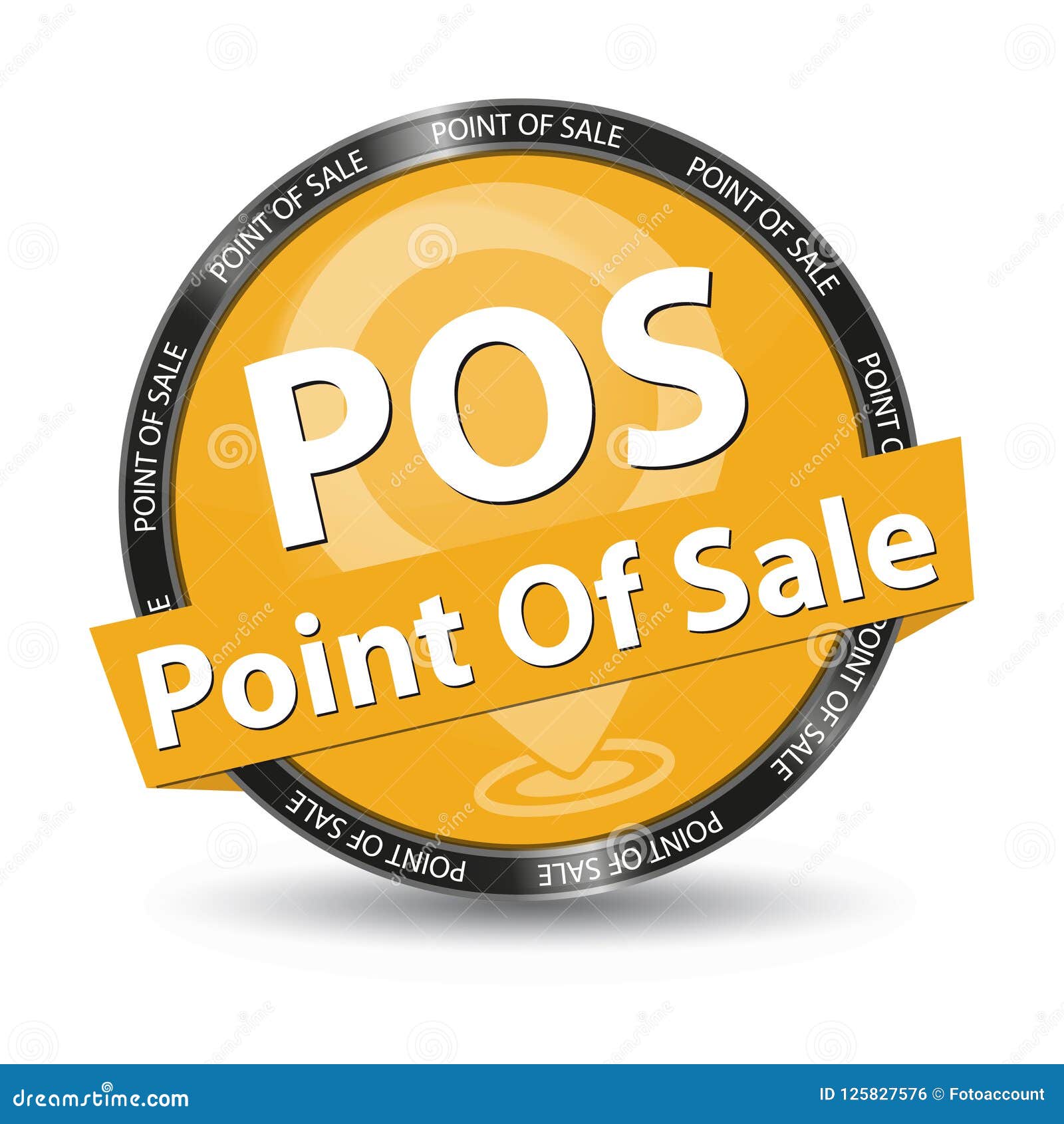 Yellow Glossy Point of Sale POS Button with Map Pointer - Vector ...