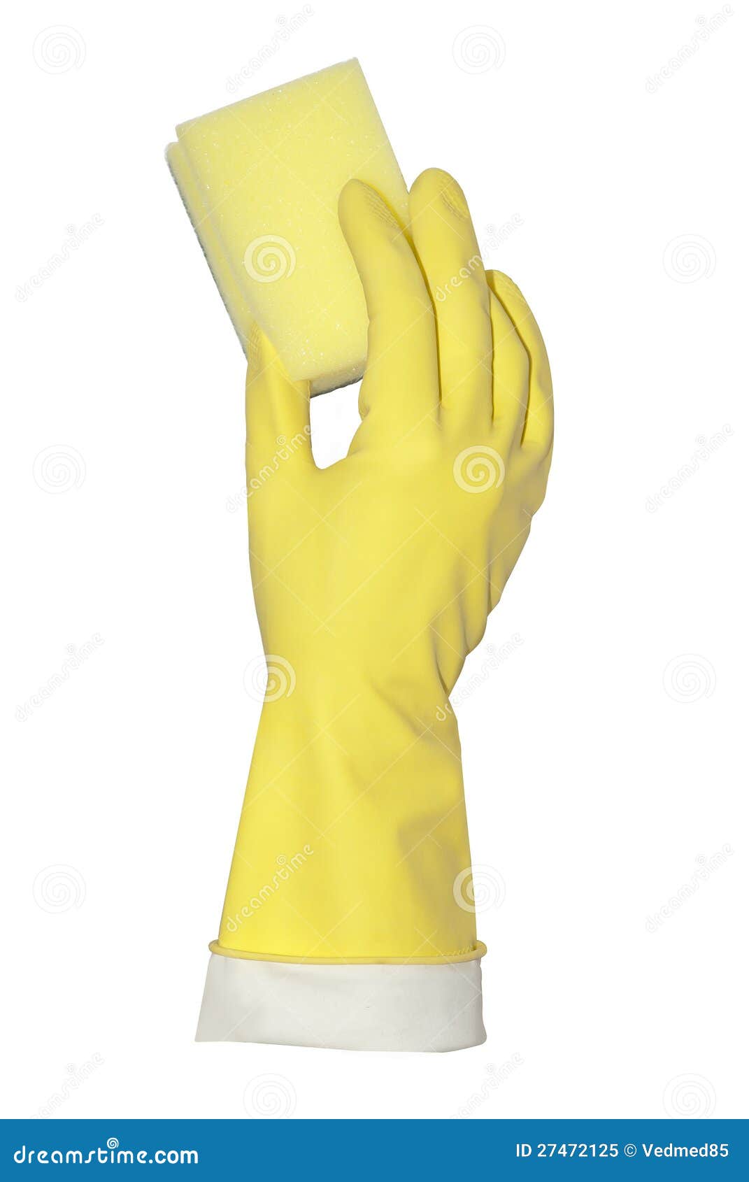 Yellow Glove Holds Profiled Sponge Stock Image - Image of isolated ...