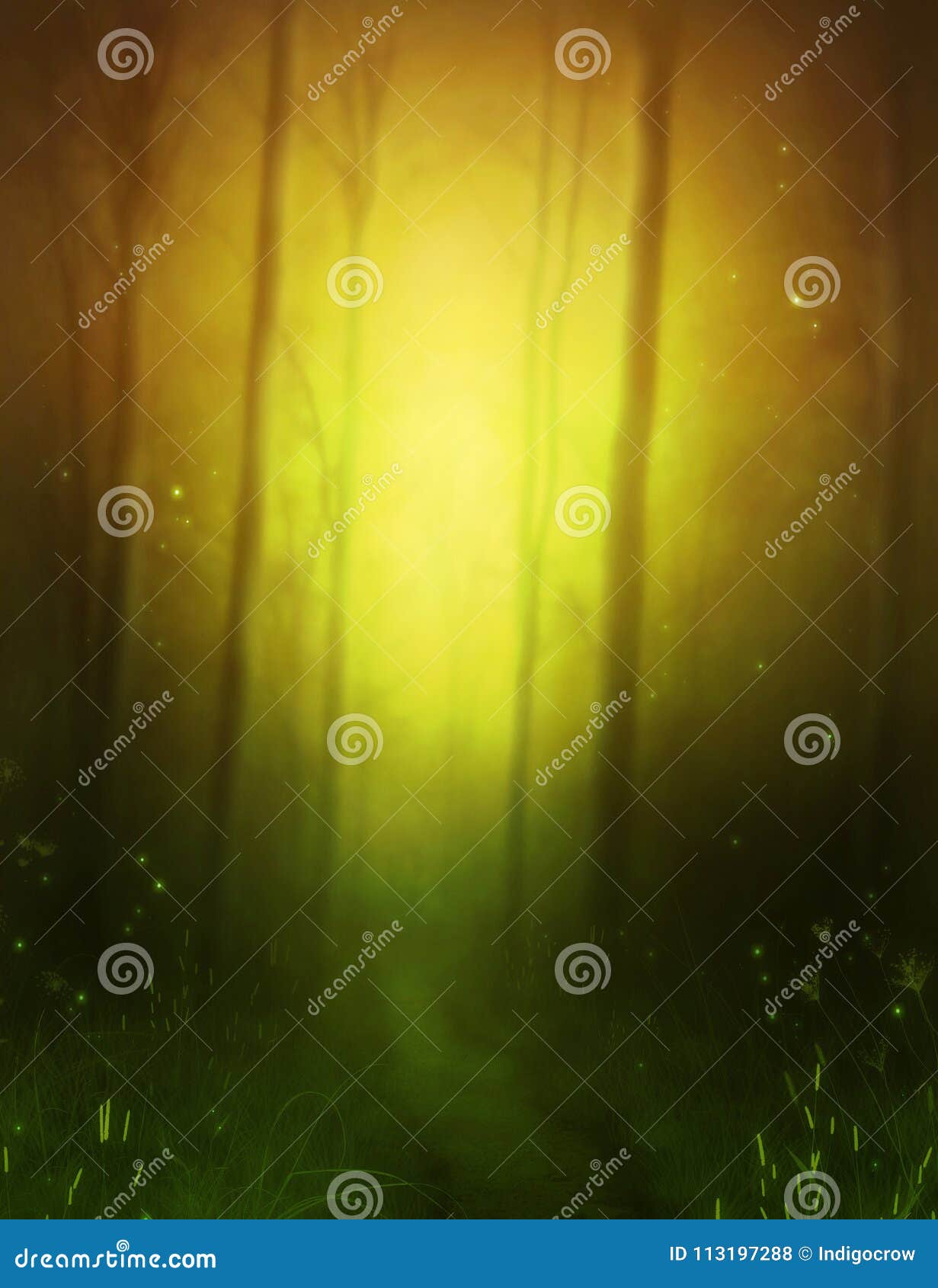 Yellow Glow Woods Pathway stock photo. Image of tree - 113197288