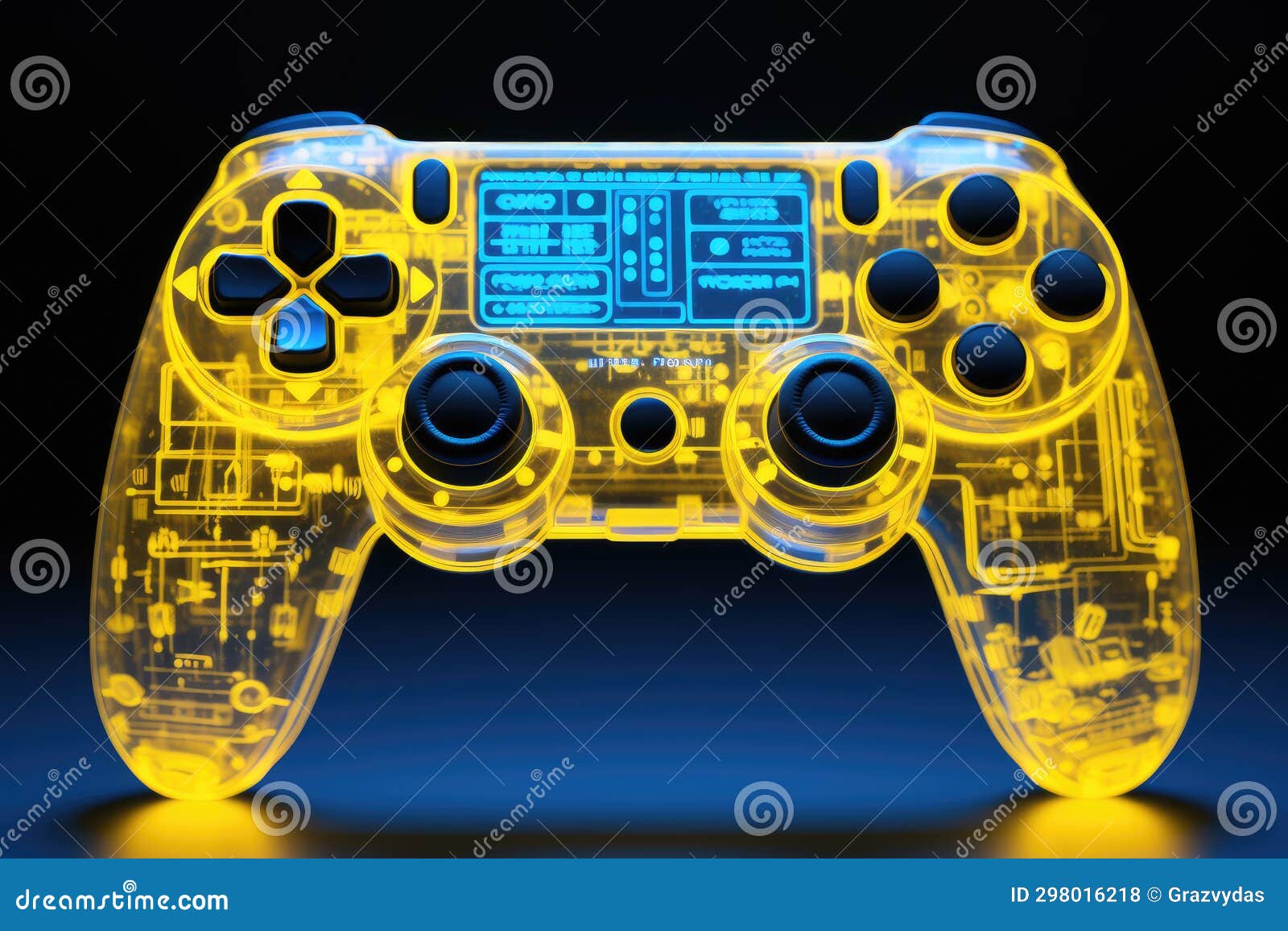 Yellow Glowing Gamepad or Joystick. Modern Gamepad for Video Games ...