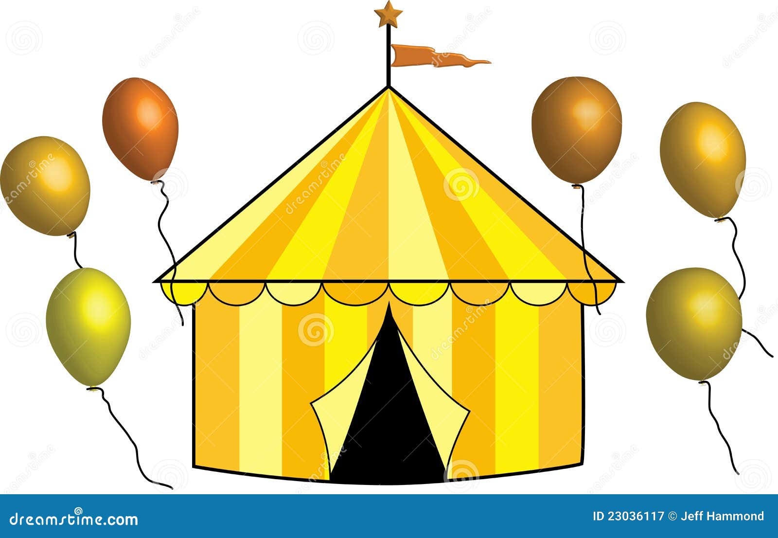 Yellow, Gold and Bronze Circus Tent with Balloons Stock Illustration ...