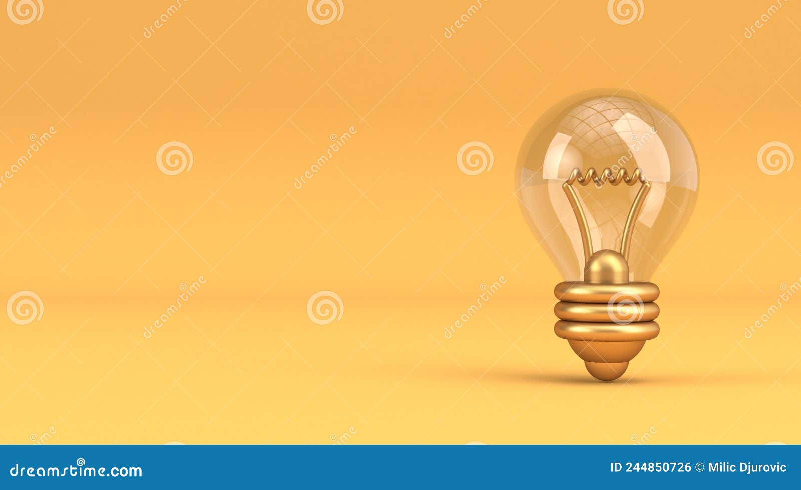 Yellow gold light bulb 3D stock illustration. Illustration of light ...