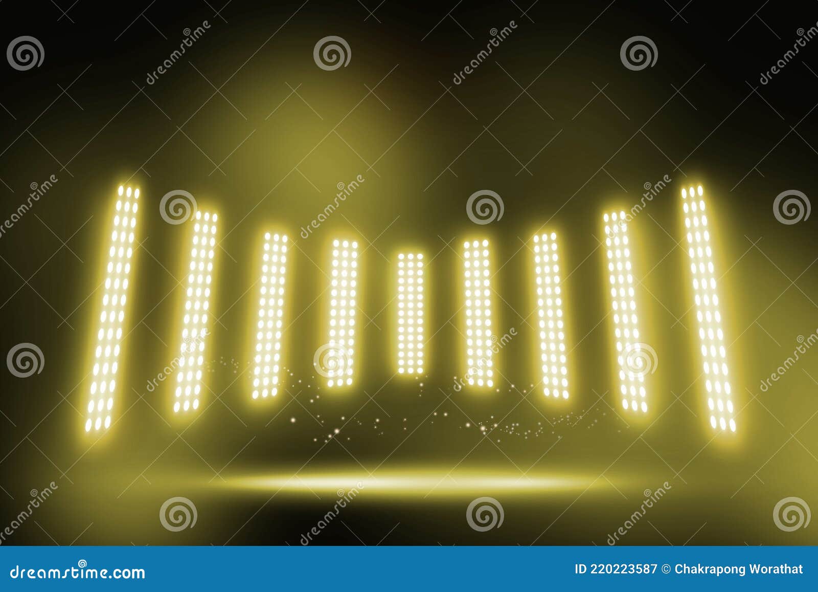 Yellow Gold Light Show on Stage. Illustrator Stock Image - Image of ...