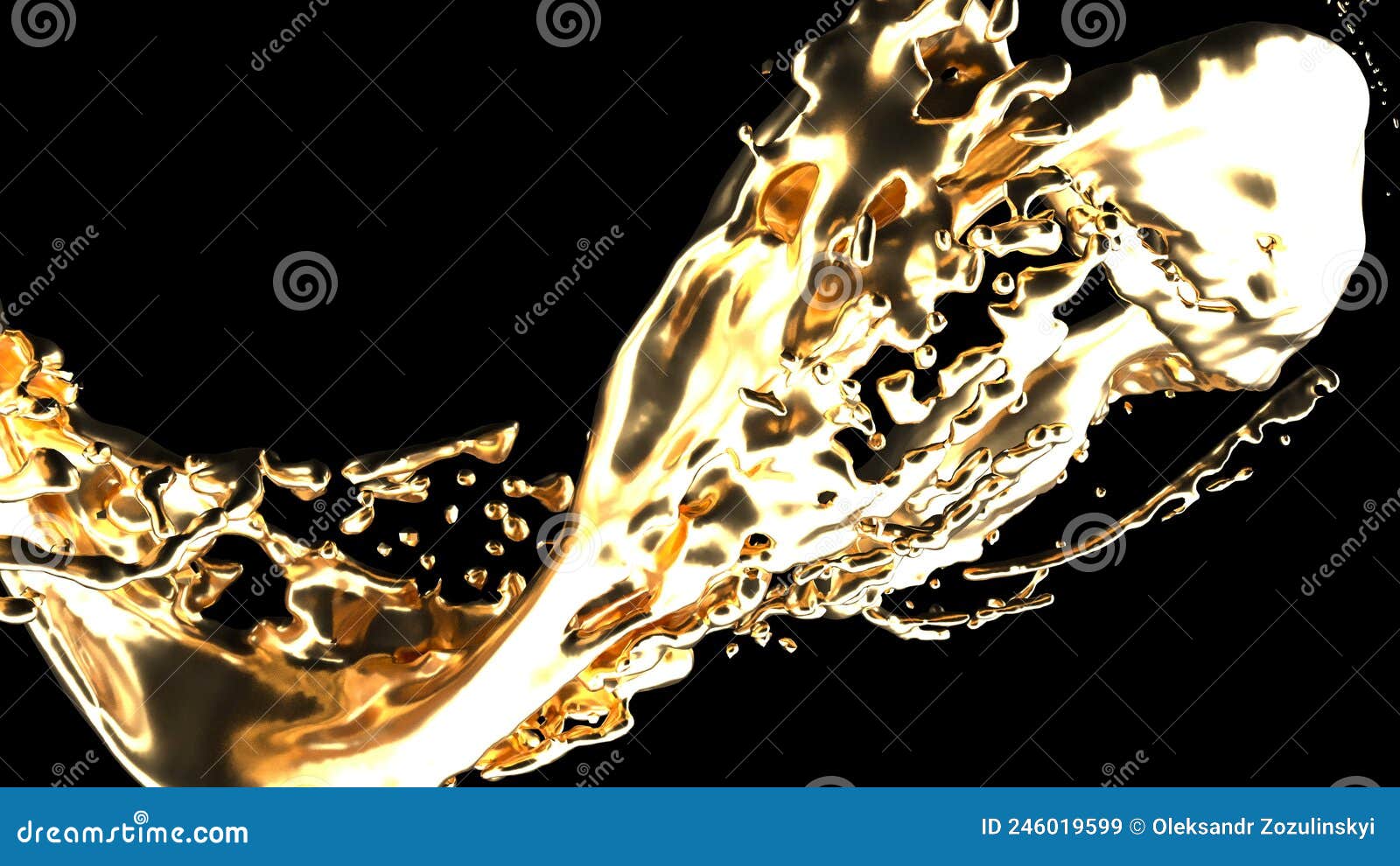 Yellow Gold Liquid Stream 3d Stock Illustration - Illustration of ...