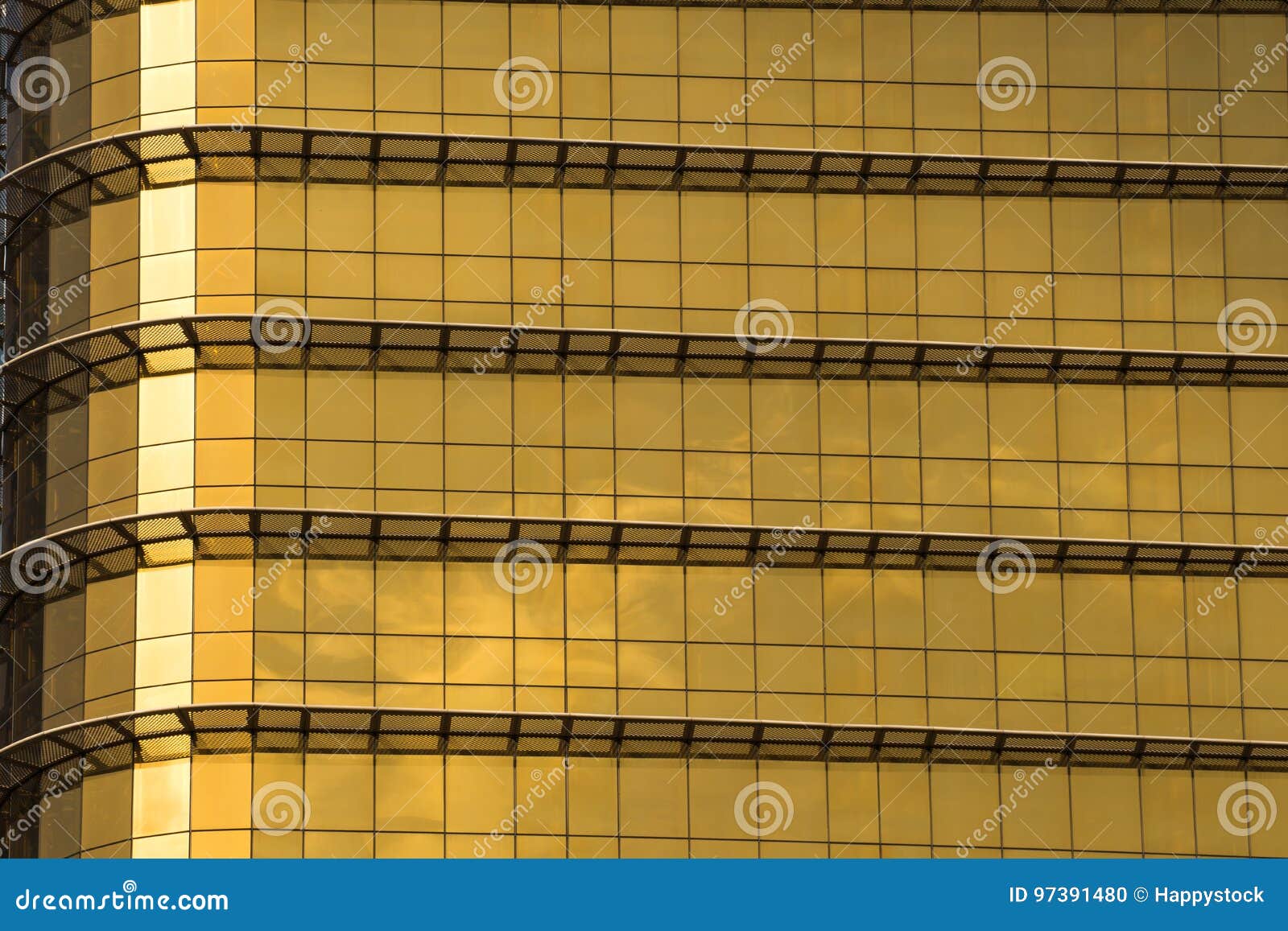 Yellow or Gold Mirror Glass Building Stock Photo - Image of light ...