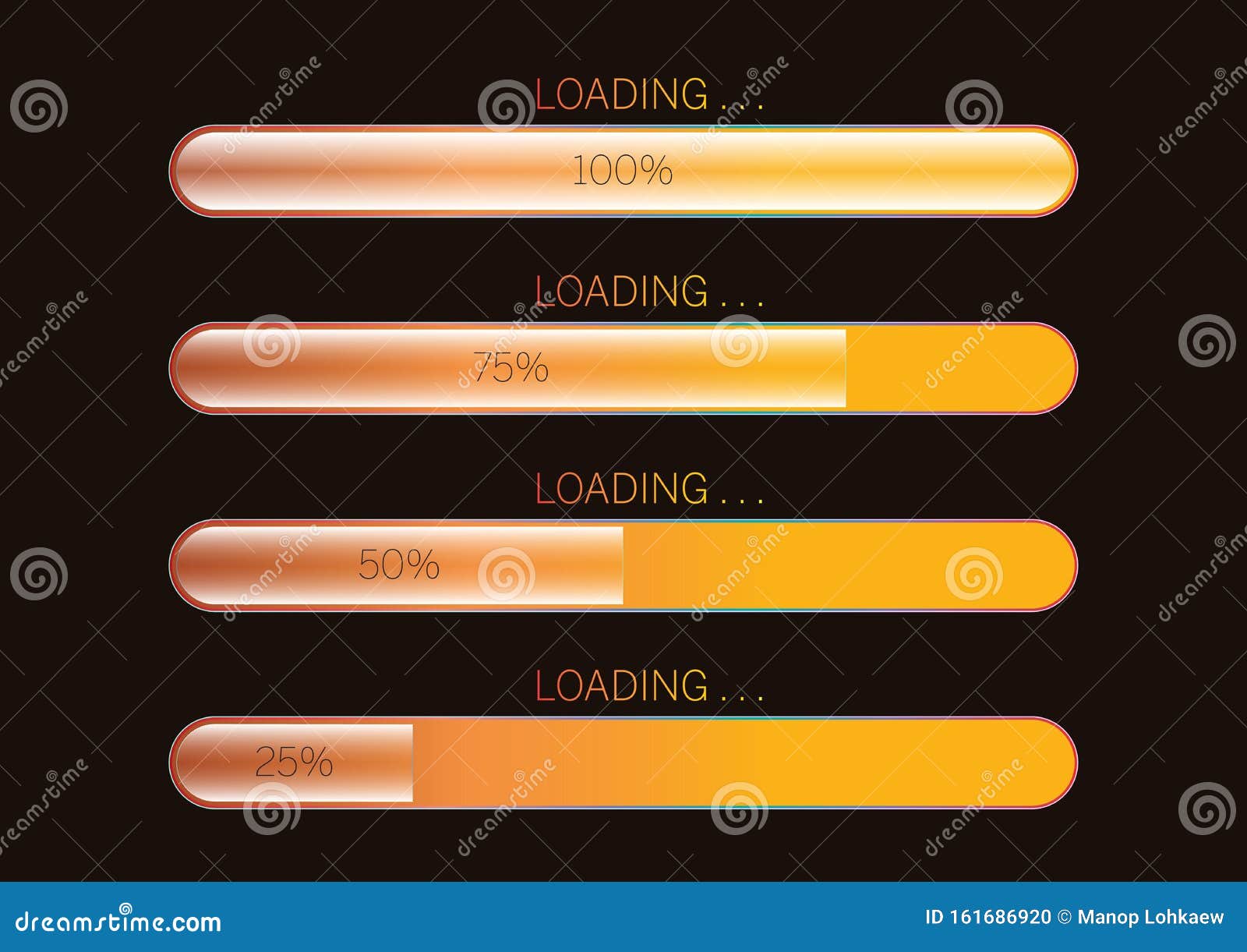 Golden Progress Bar With Loading 2022 Sign Cartoon Vector ...