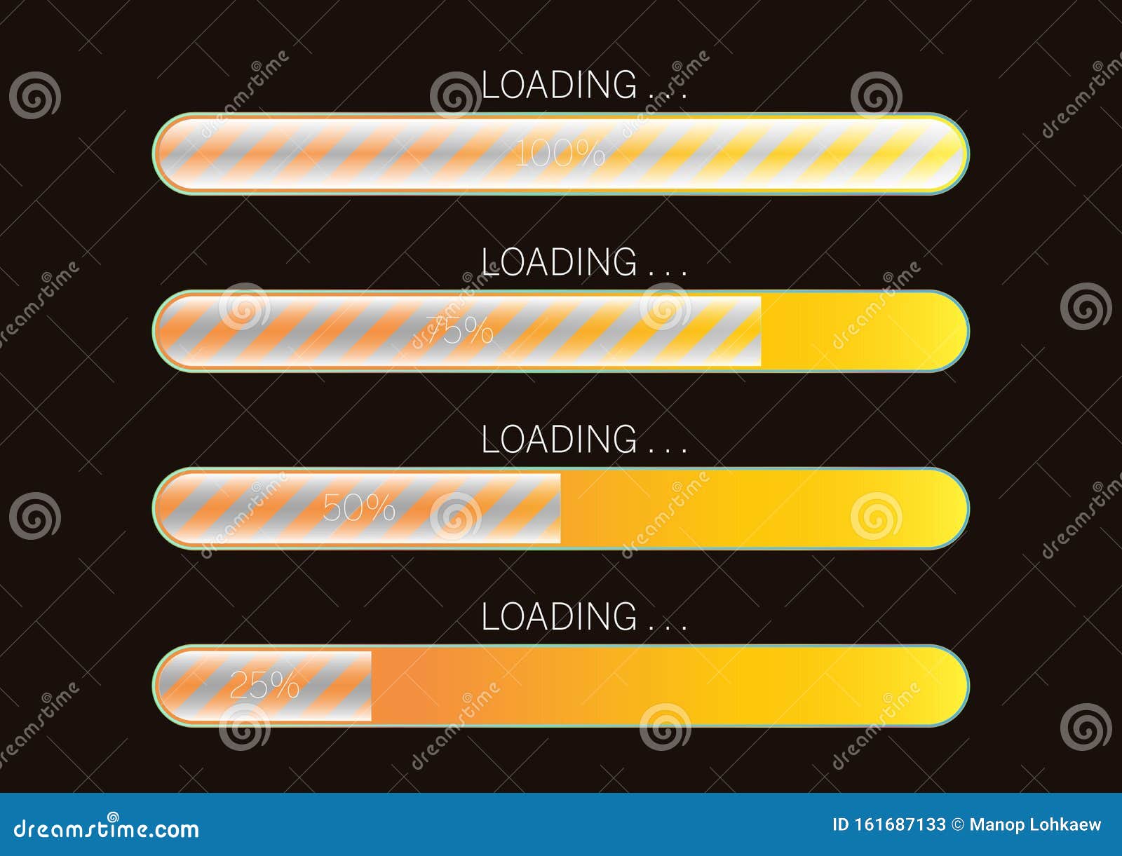 Yellow Golden Progress Loading Bar Vector Illustration Stock Vector ...