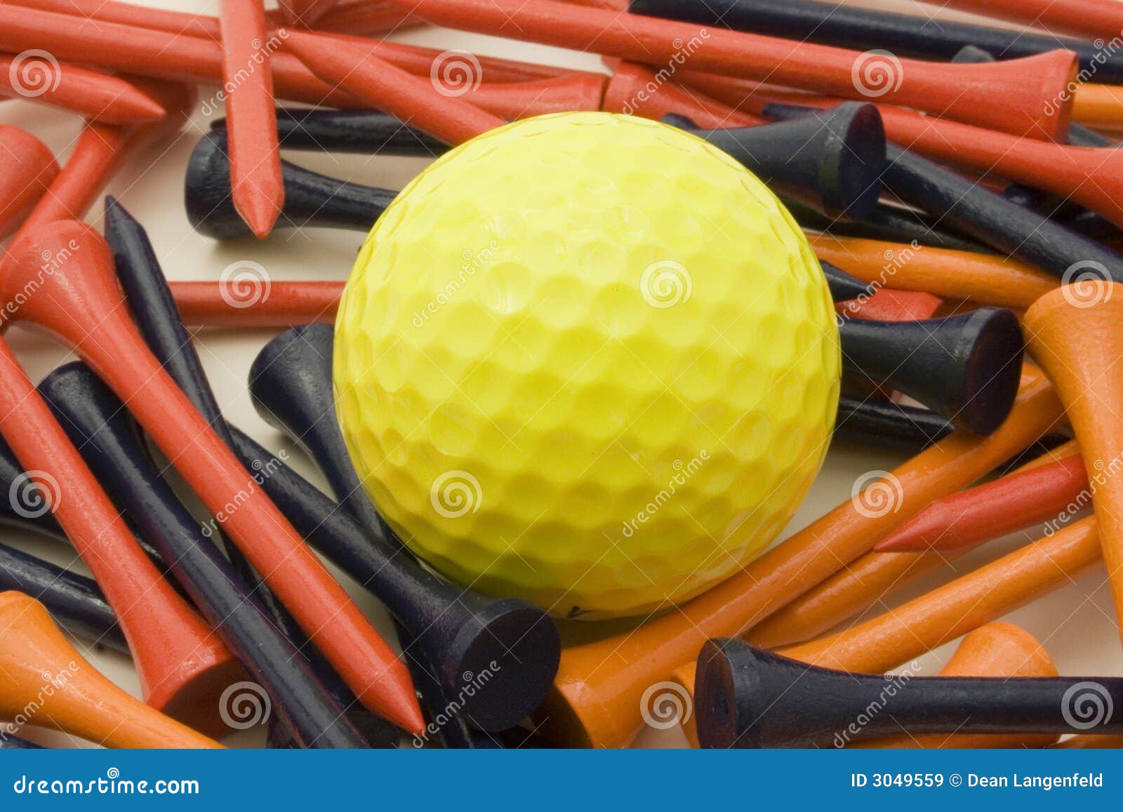 Yellow golf ball and tees stock image. Image of round - 3049559