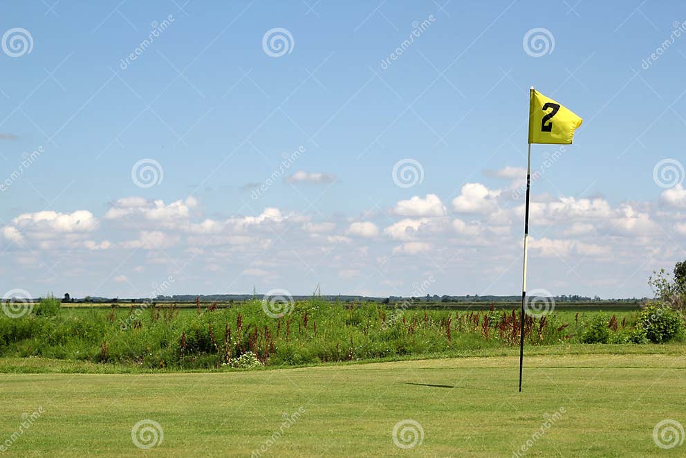 Yellow golf flag stock photo. Image of green, landscape - 25668868