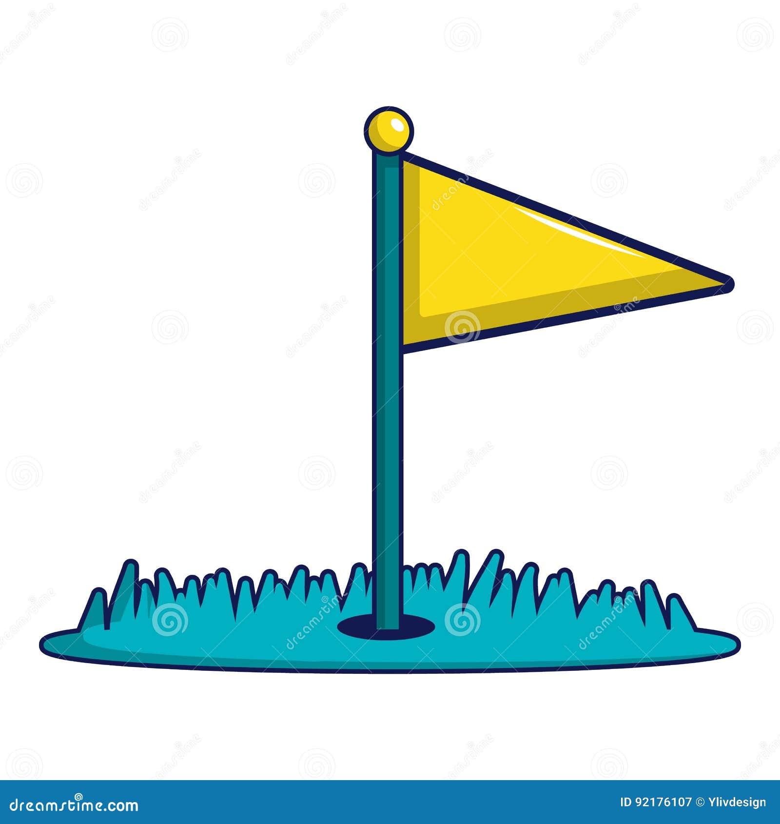 Yellow Golf Flag Icon, Cartoon Style Stock Vector - Illustration of ...