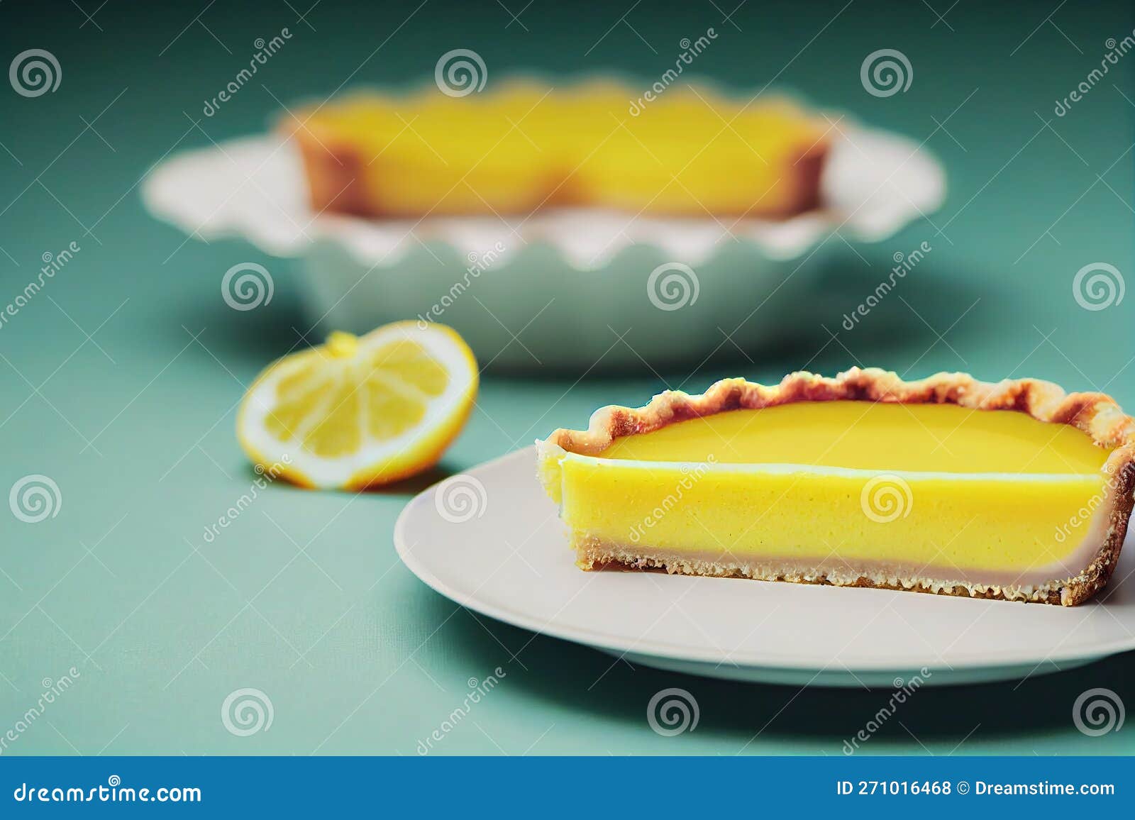 Yellow Gourmet Lemon Tart Cake in Shortbread Dough on Table Stock Photo ...