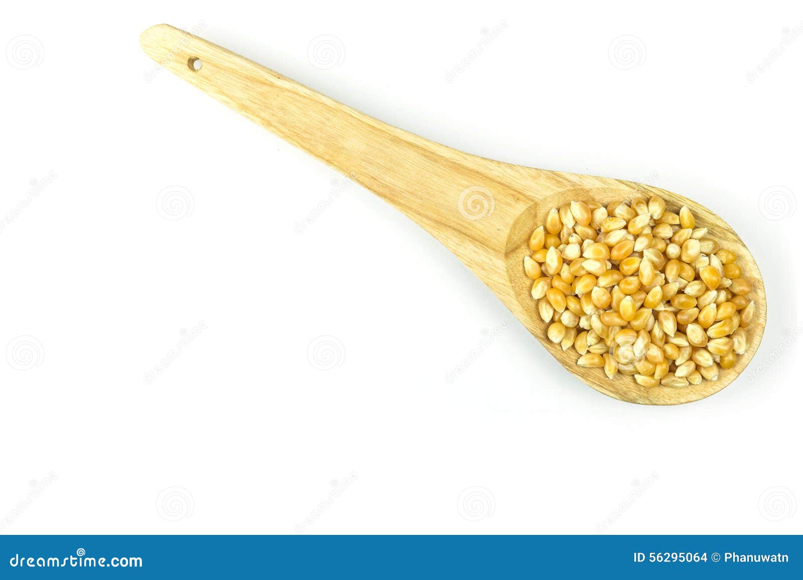 Yellow Grain Corn in Wooden Spoon Isolated on White Stock Photo - Image ...