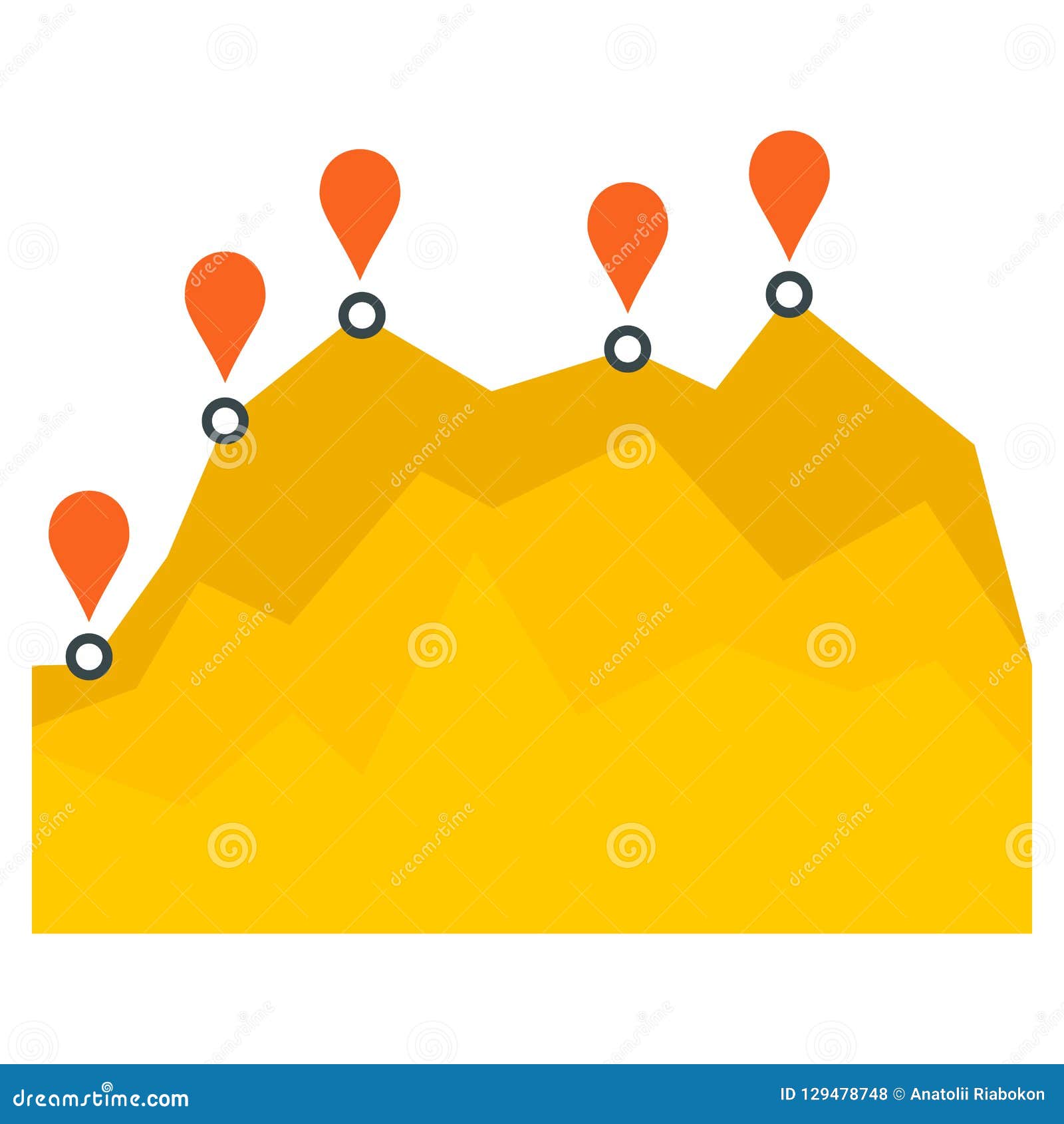 Yellow Graph Chart Icon, Flat Style Stock Vector - Illustration of icon ...