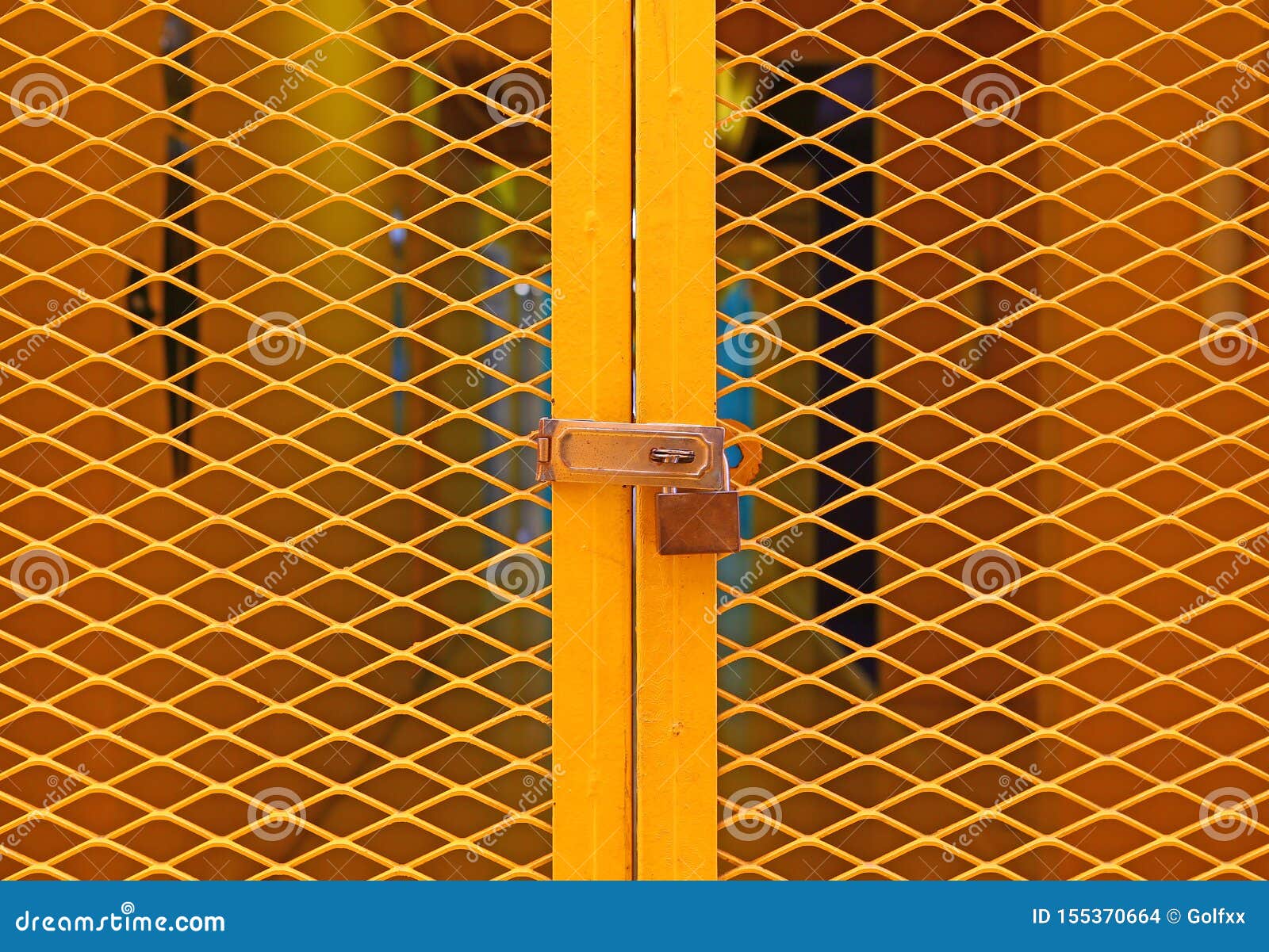 Yellow Grating Steel for Background Stock Photo - Image of lock ...