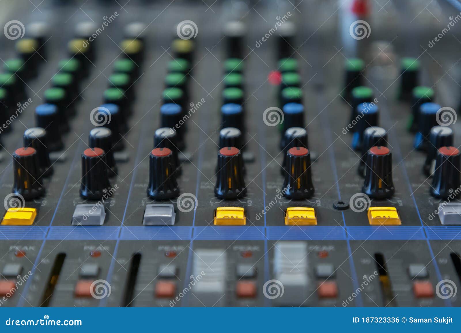 Yellow-gray on-off Button and Black-red Switch on the Key Control Panel ...