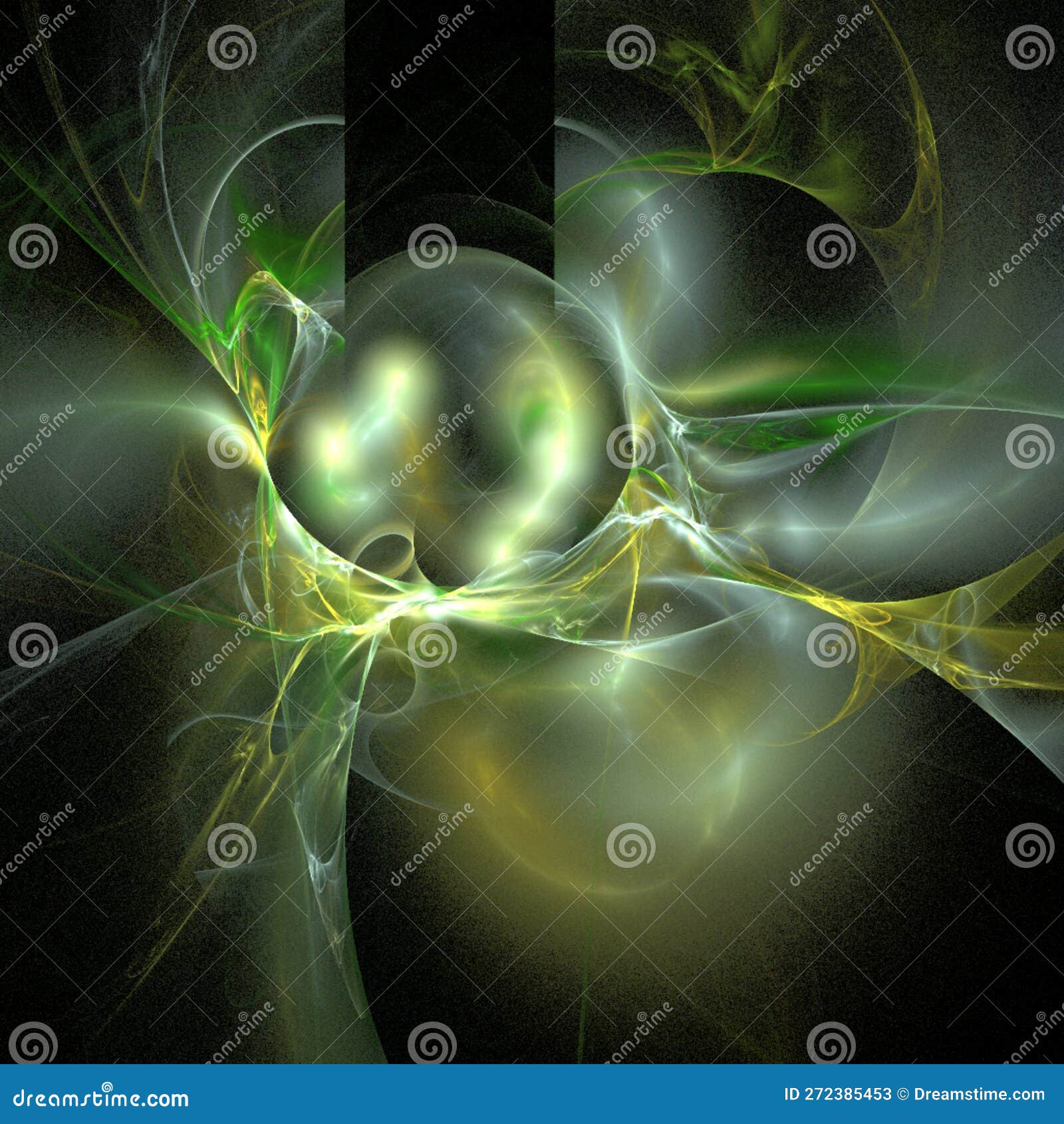 Yellow and Green Abstract Drawing on a Black Background, Color Digital ...