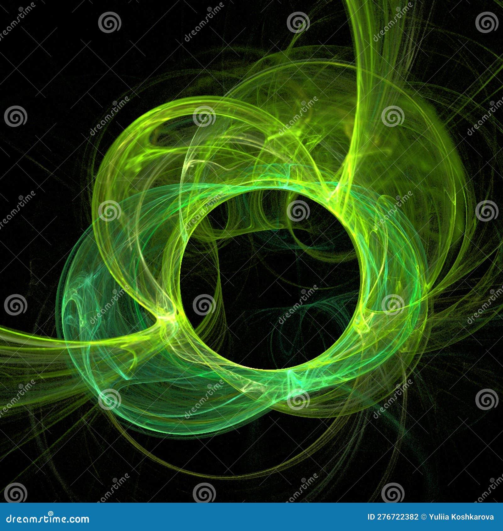 Yellow and Green Abstract Drawing on a Black Background, Color Digital ...